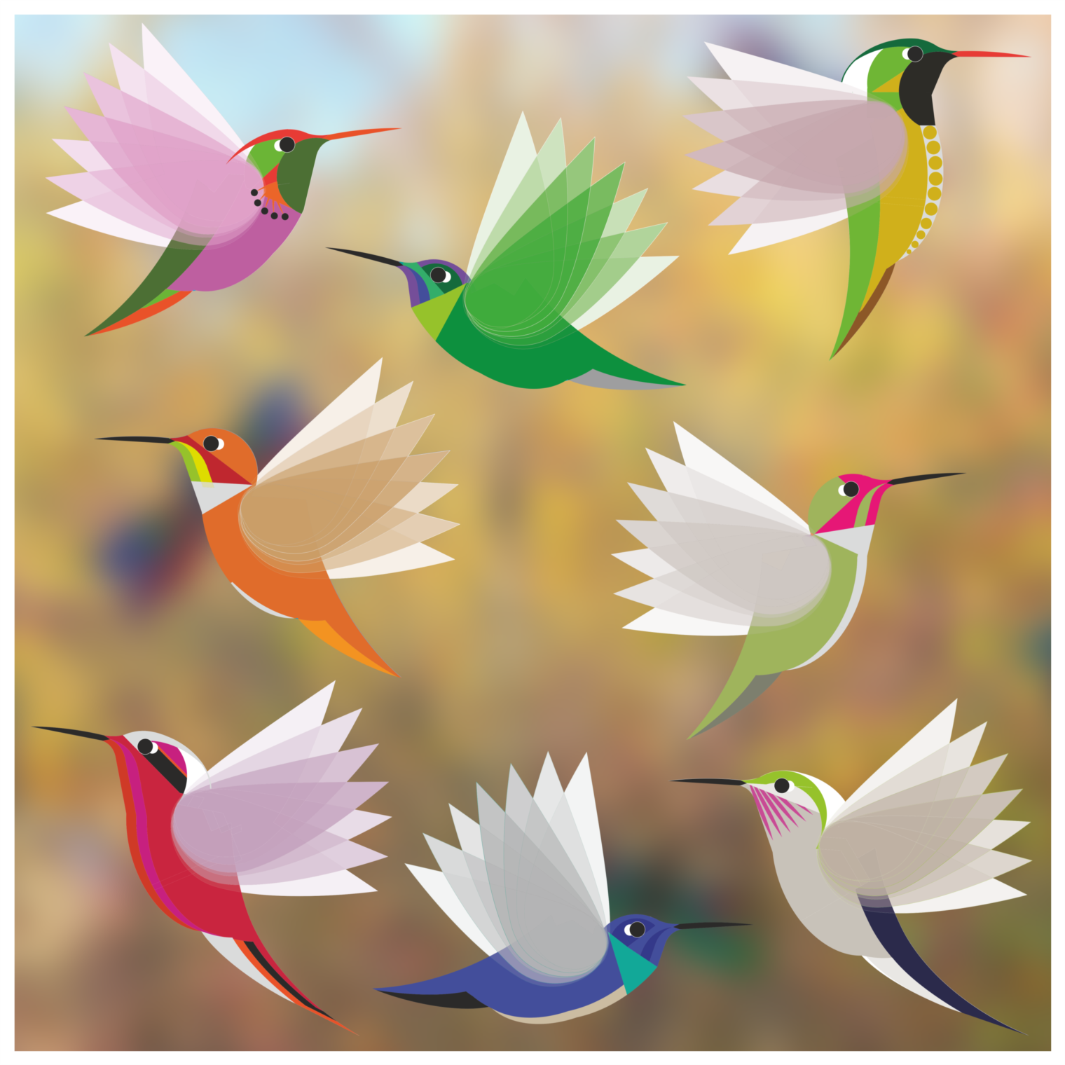 Illustrated Hummingbird Window Cling :: 10/02/2019 :: By Bungalow 360 ...