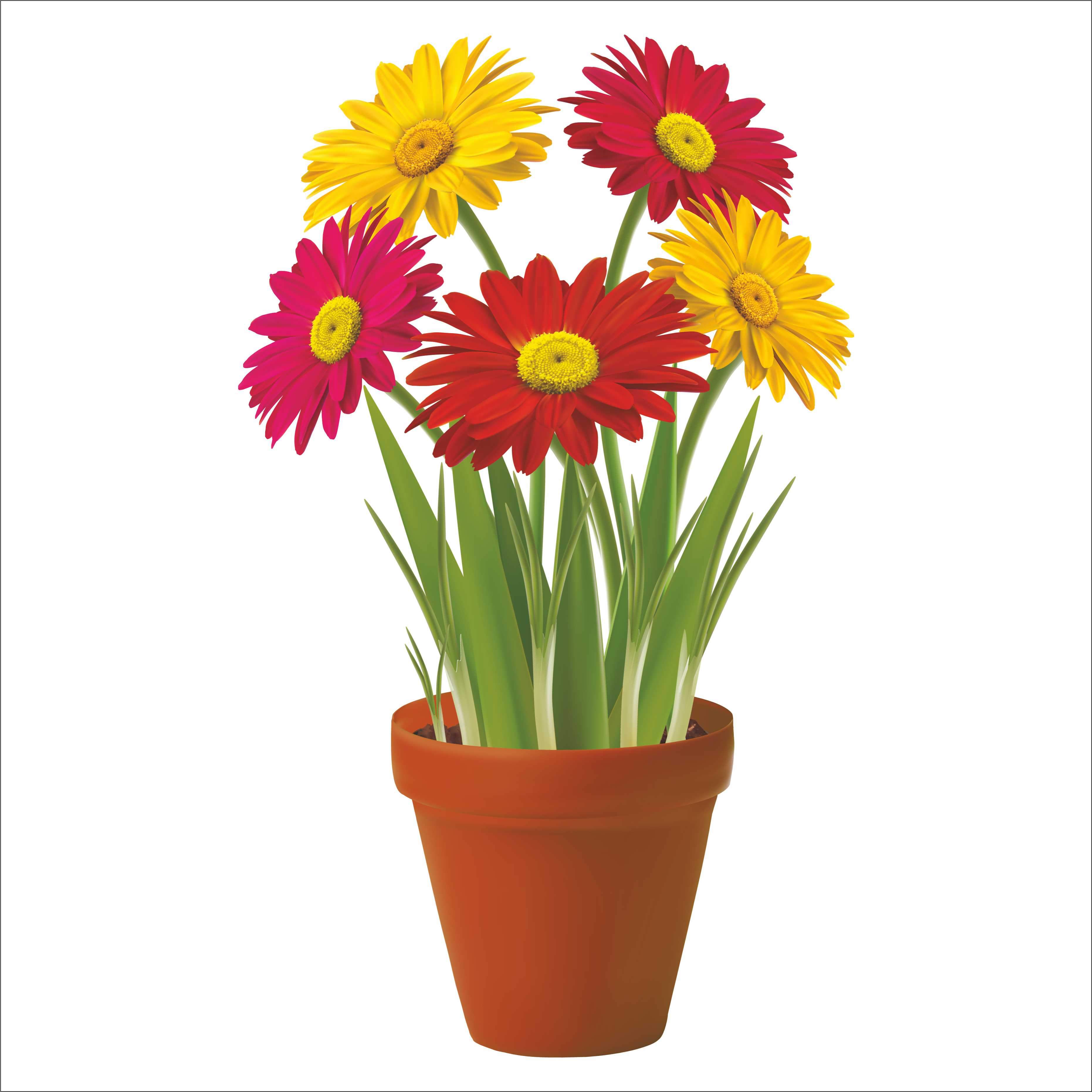 Flower Pot Window Cling Decals | Plant Window Stickers – Window Flakes