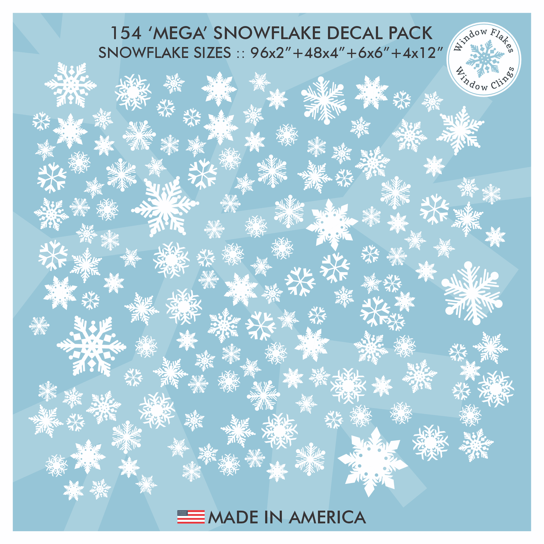 154 snowflake cling Mega Pack 12" flakes 6" flakes 2" flakes 4" flakes ...