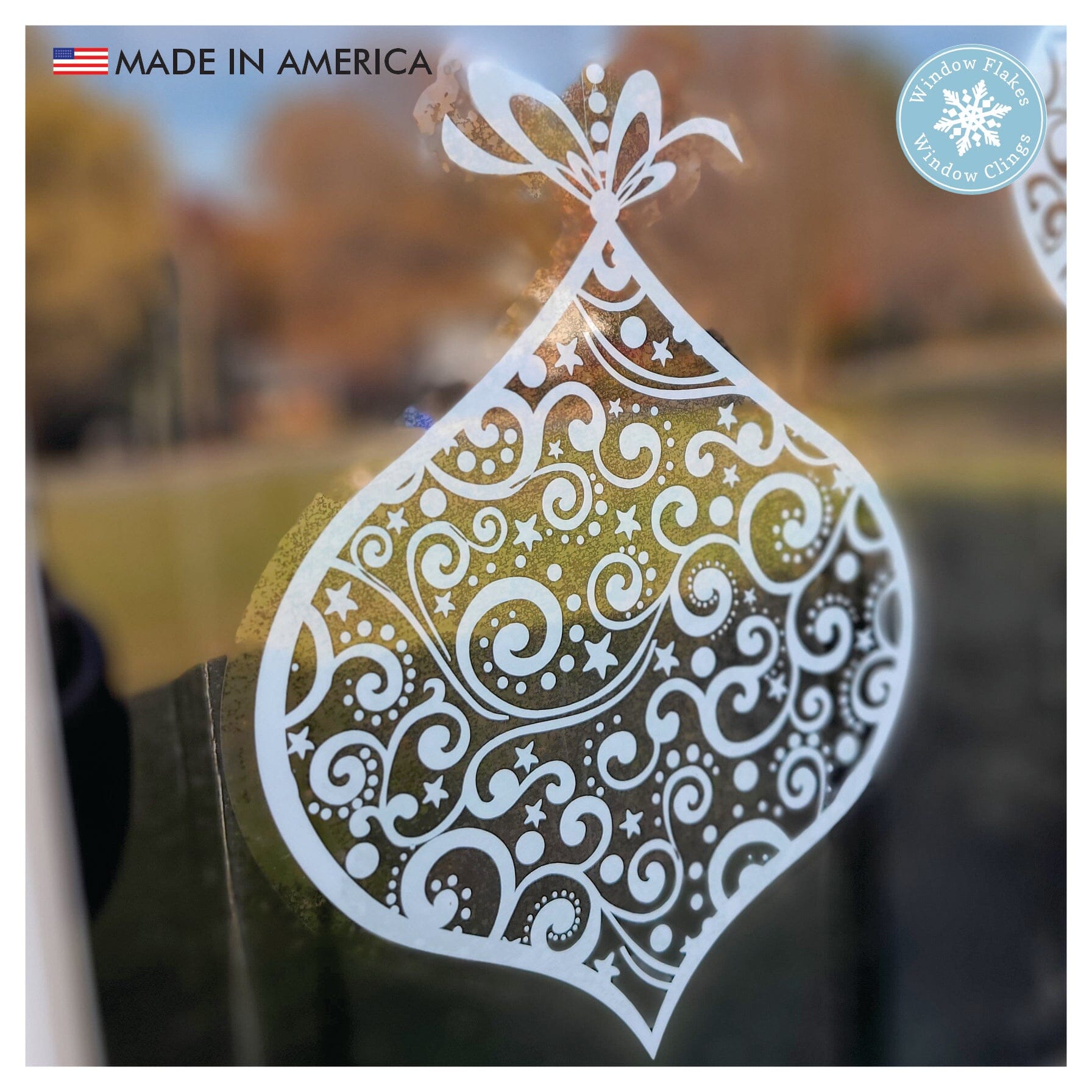 Classic Ornament Window Cling Decals :: Set of 5 :: $38. Window Flakes