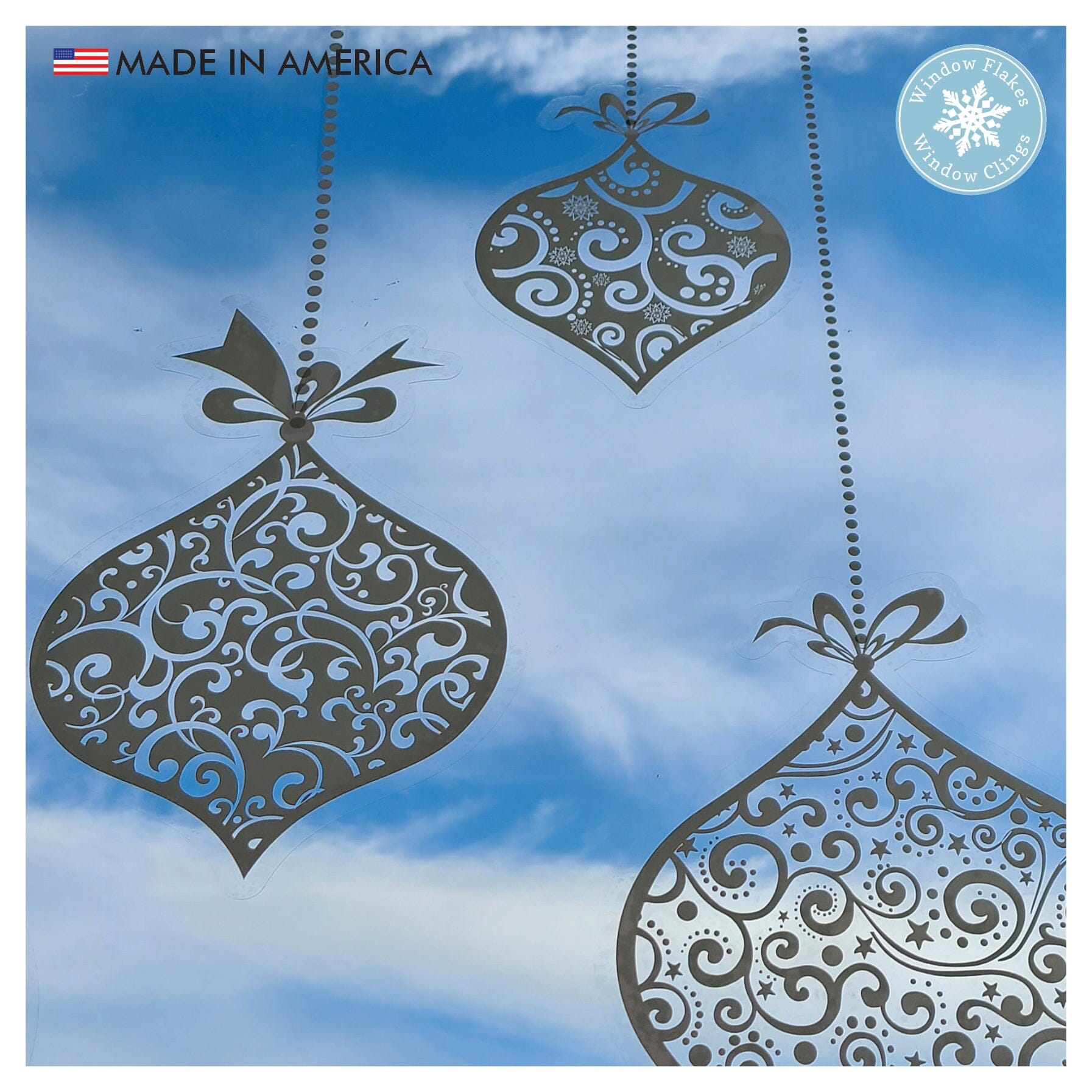 Classic Ornament Window Cling Decals :: Set of 5 :: $38. Window Flakes