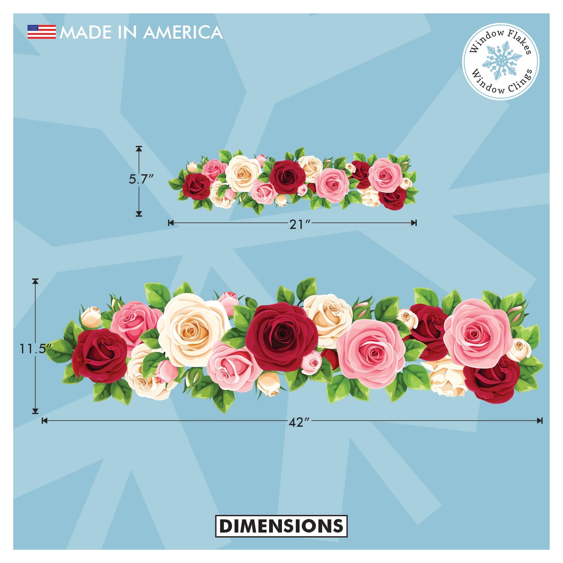 Rose Window Decals | Rose Flower Border Decals for Glass – Window Flakes