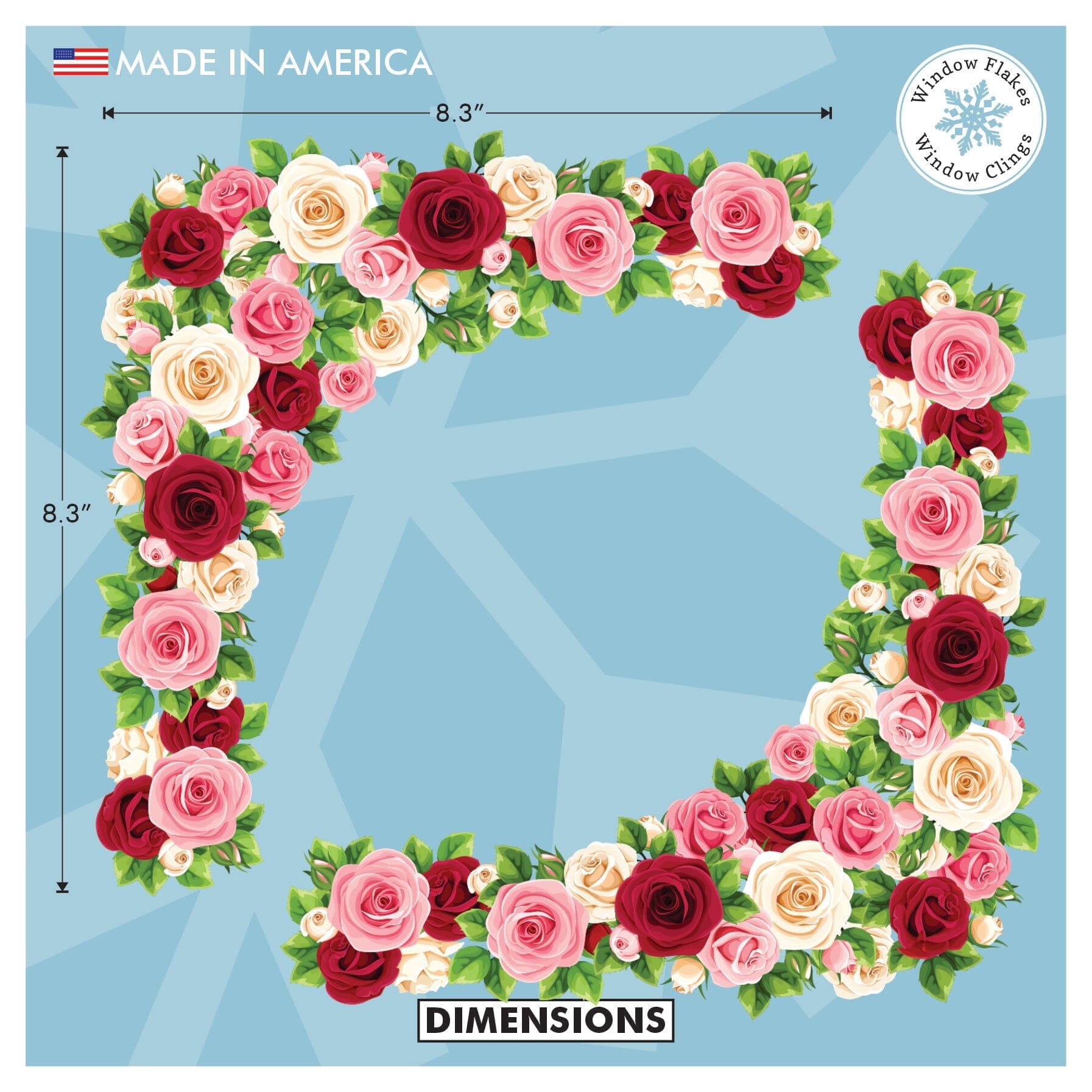 Rose Window Decals | Rose Flower Border Decals for Glass – Window Flakes
