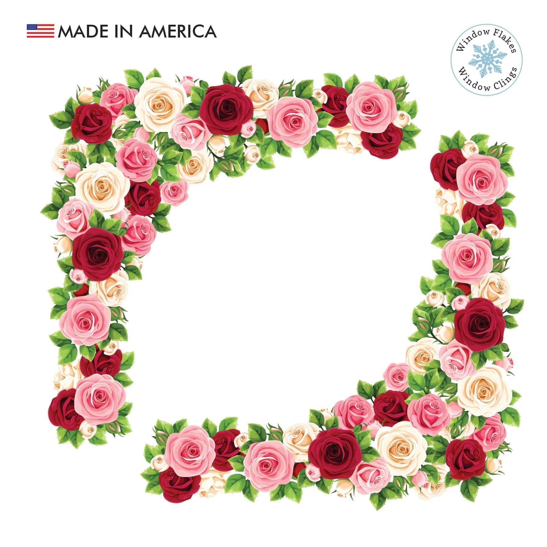 Rose Window Decals | Rose Flower Border Decals for Glass – Window Flakes