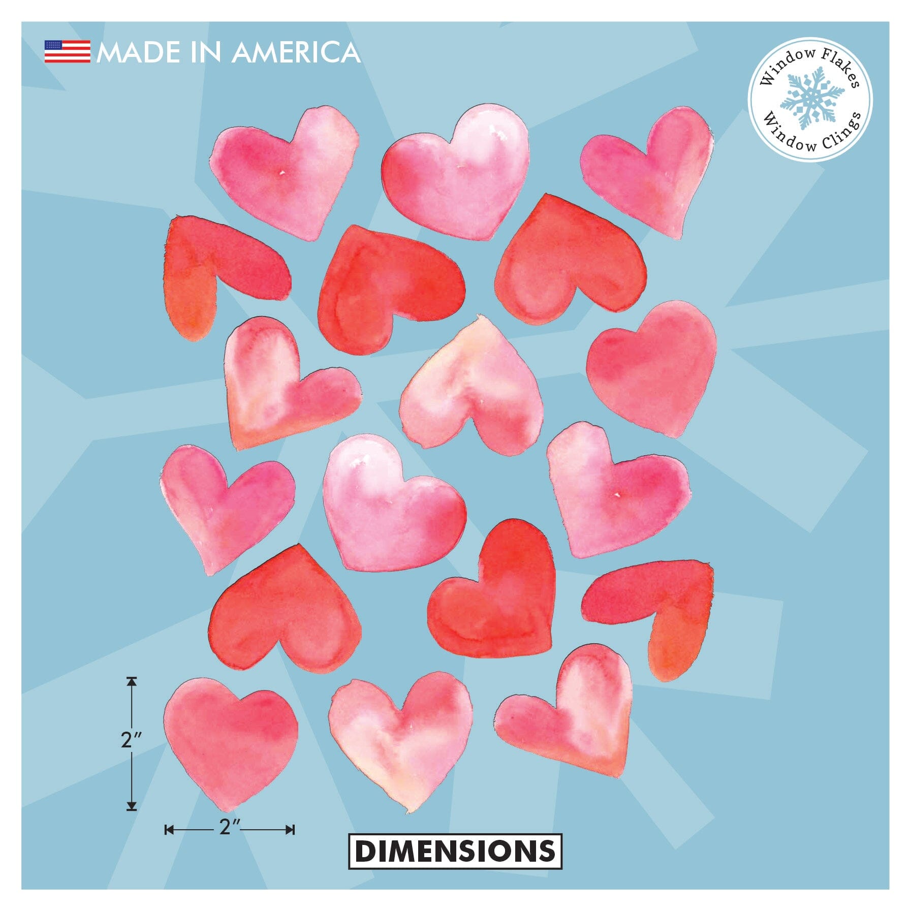 18 Watercolor Heart Window Decals Reusable Valentines Home Decor ...