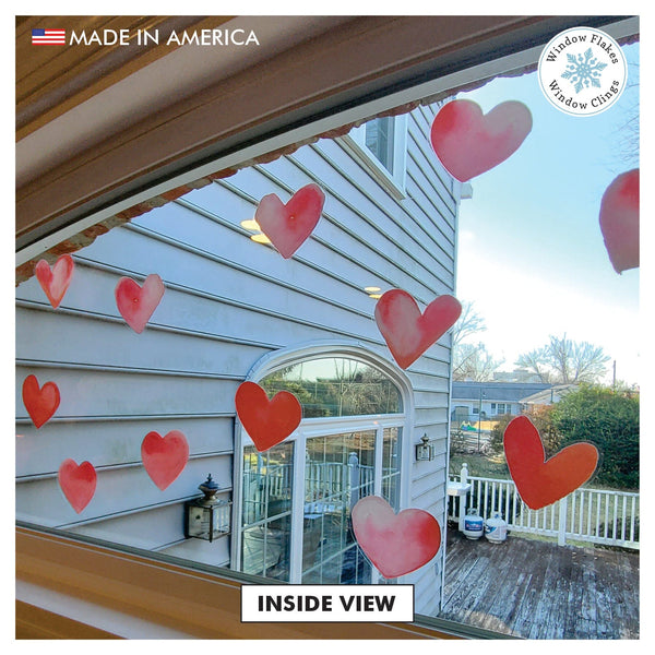 18 Watercolor Heart Window Decals Reusable Valentines Home Decor ...