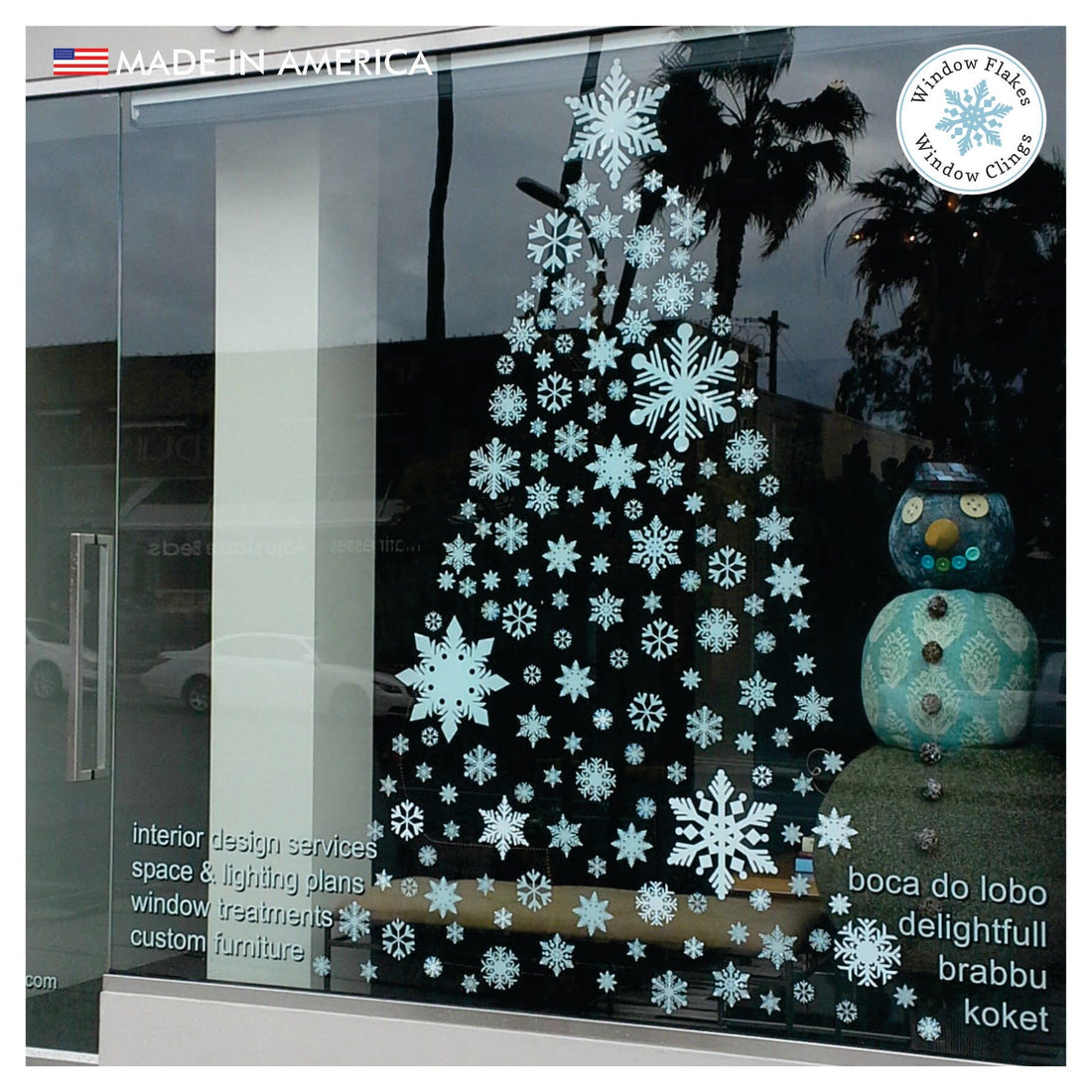 Large Snowflake Window Clings | White Snowflake Stickers – Window Flakes