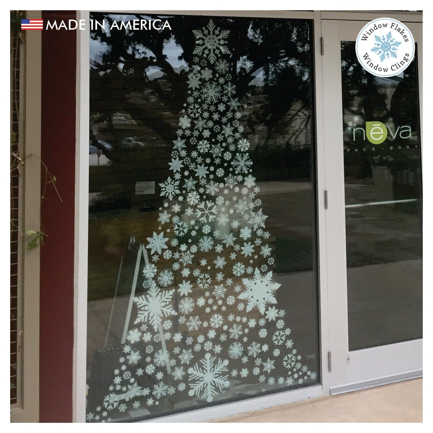Large Snowflake Window Clings | White Snowflake Stickers – Window Flakes