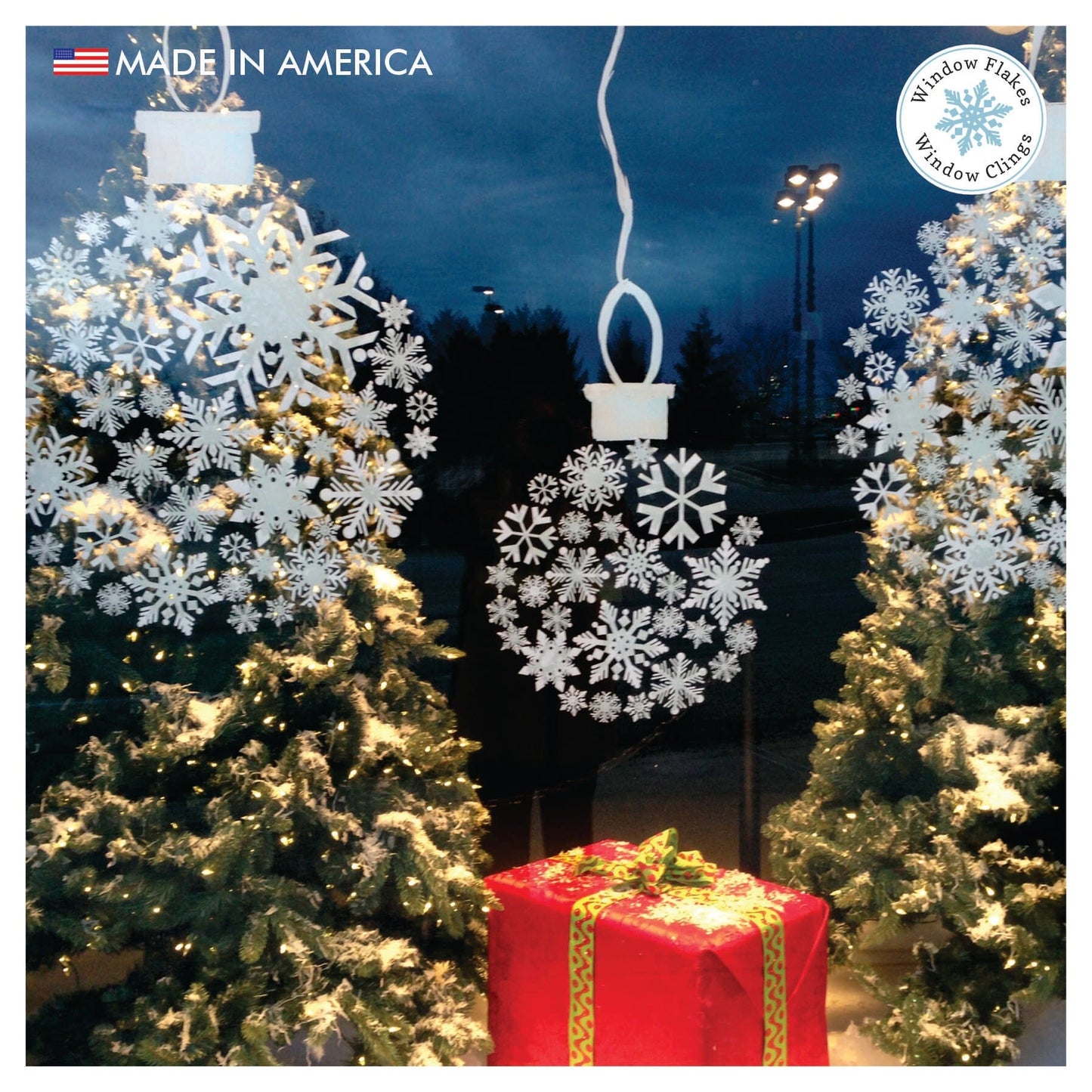 Large Snowflake Window Clings | White Snowflake Stickers – Window Flakes