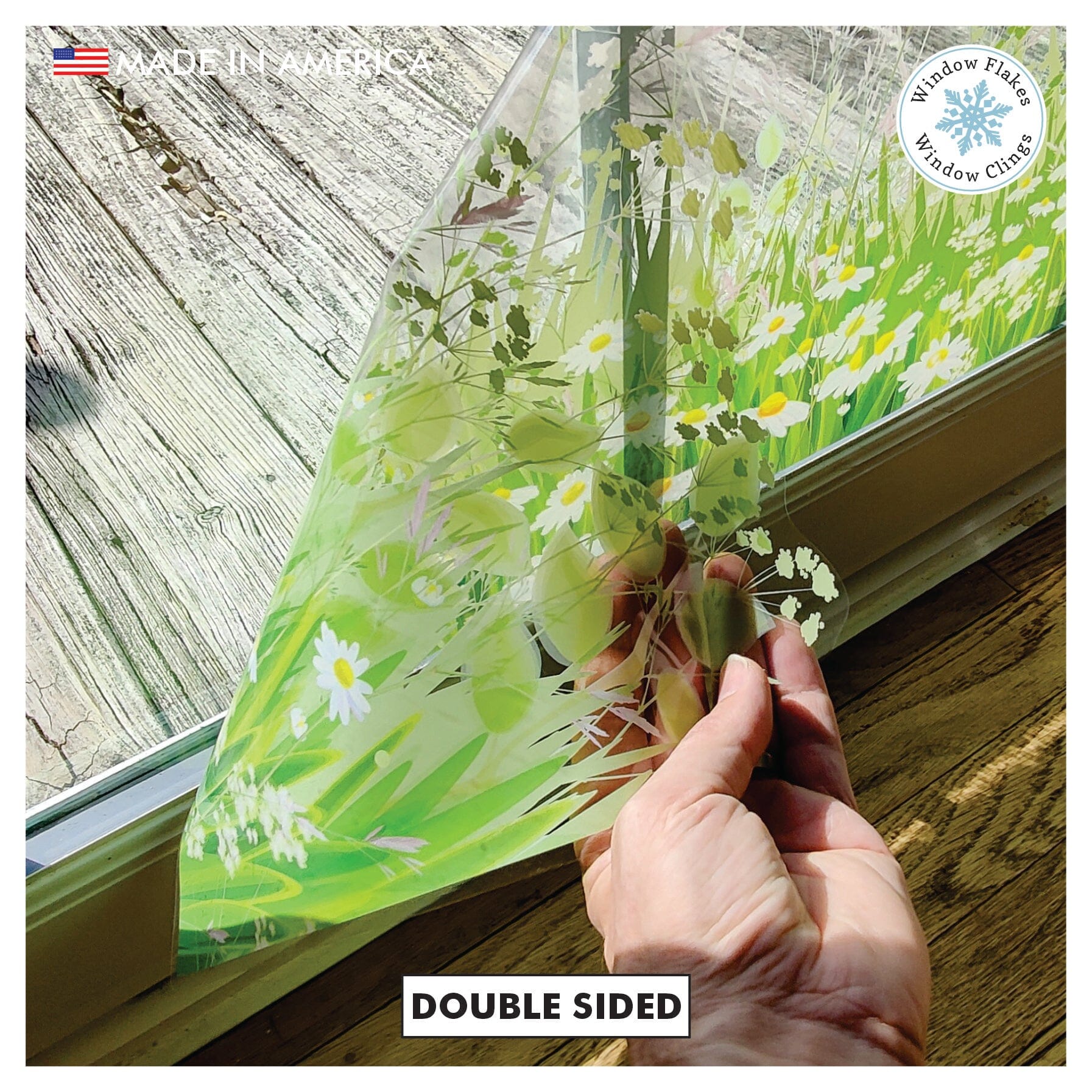 Daisy Window Cling Sticker | Daisy Meadow Border Decal – Window Flakes