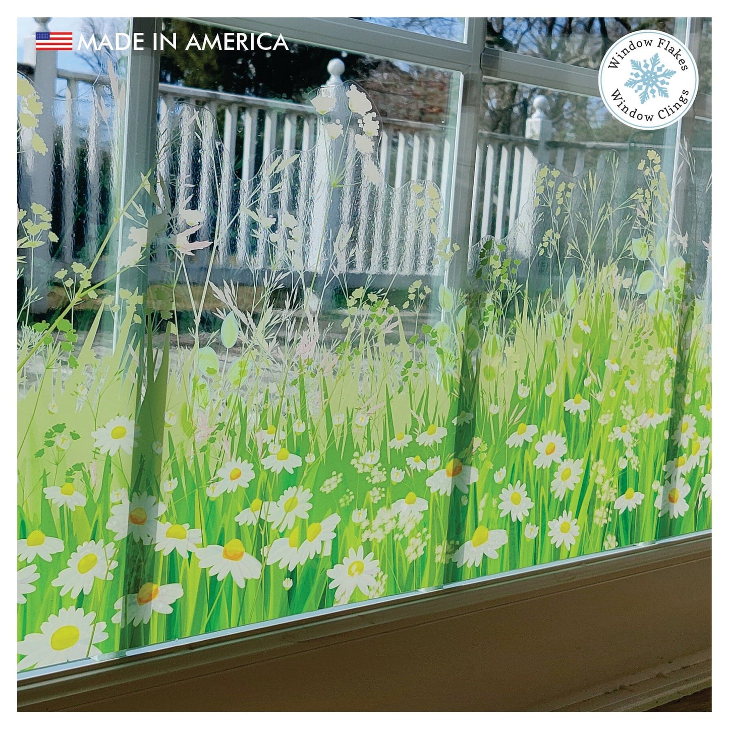 Daisy Meadow Window Cling Border | Double-Sided Spring Decor – Window ...