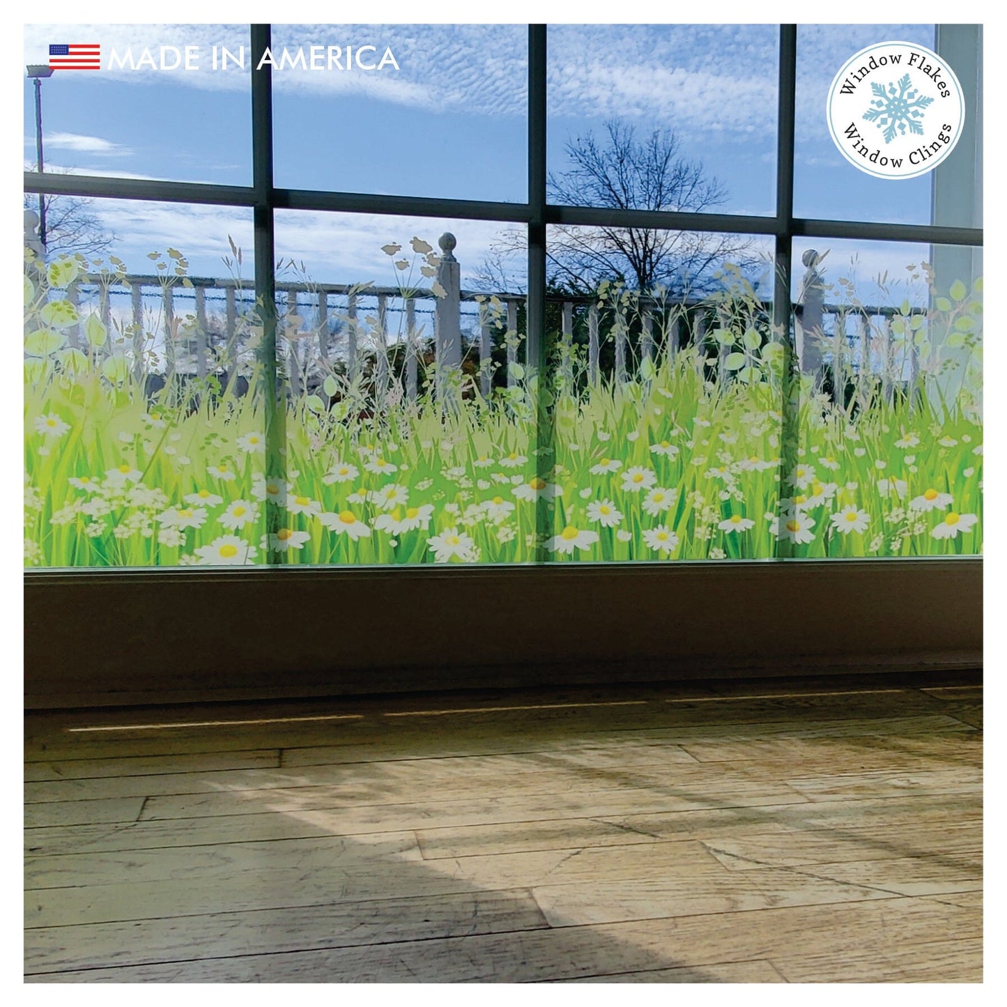 Daisy Window Cling Sticker | Daisy Meadow Border Decal – Window Flakes