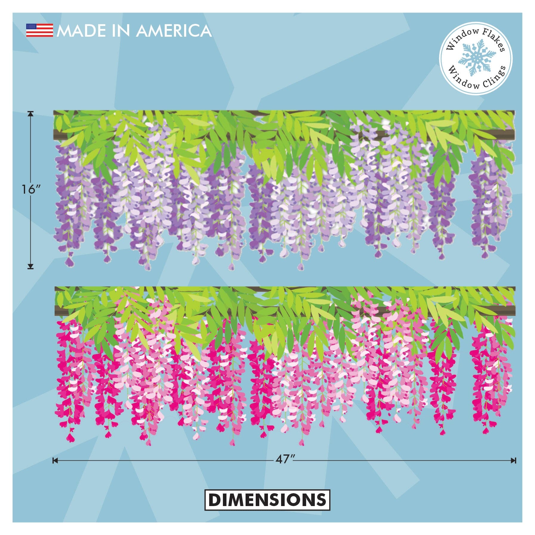Wisteria Window Cling Border - 47" x 16" - Lush and overgrown! – Window ...