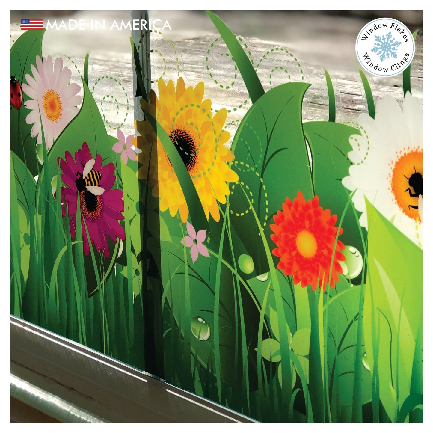 Grass Window Cling Border | Garden Window Art – Window Flakes