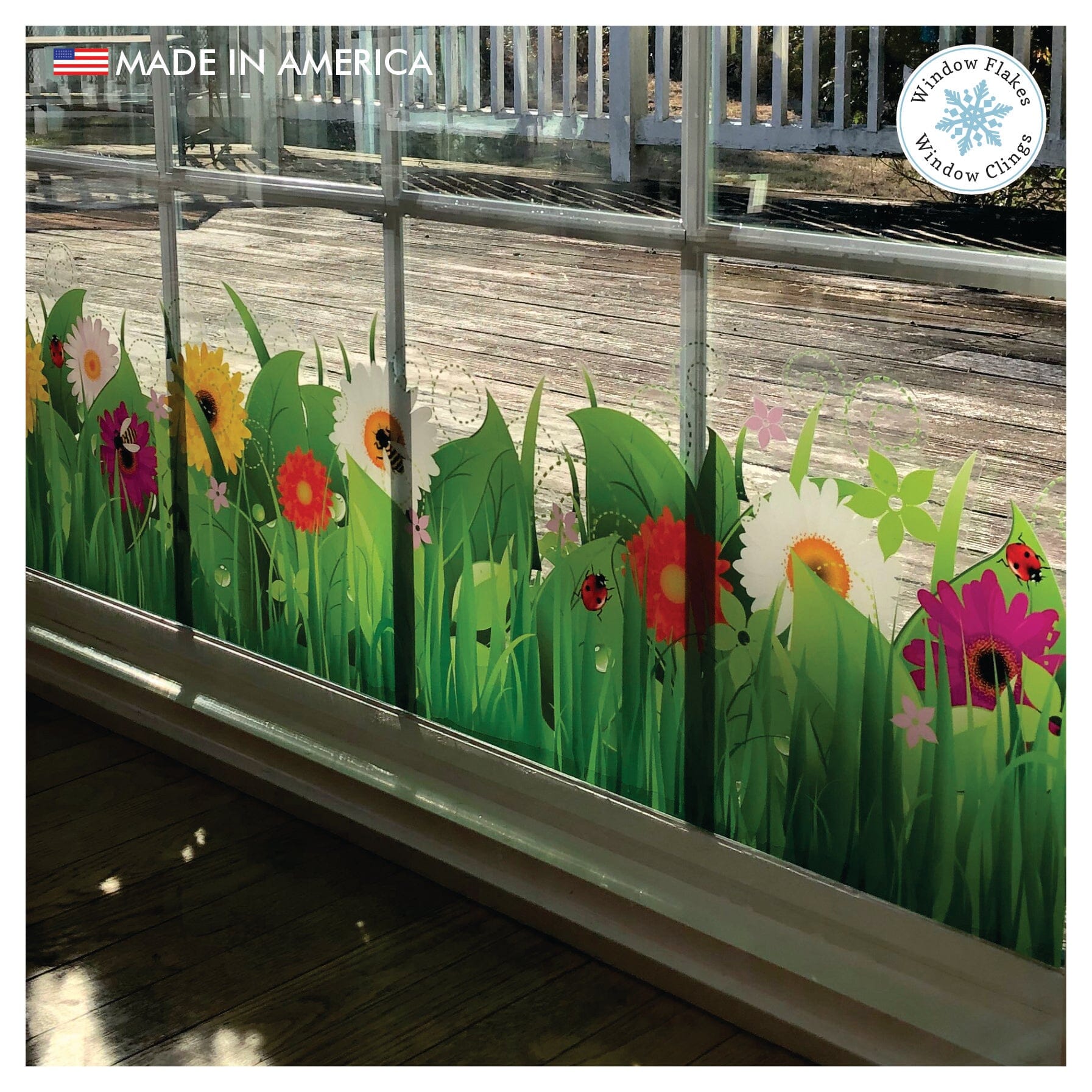 Grass/Flower Window Cling Border | Garden Window Art – Window Flakes