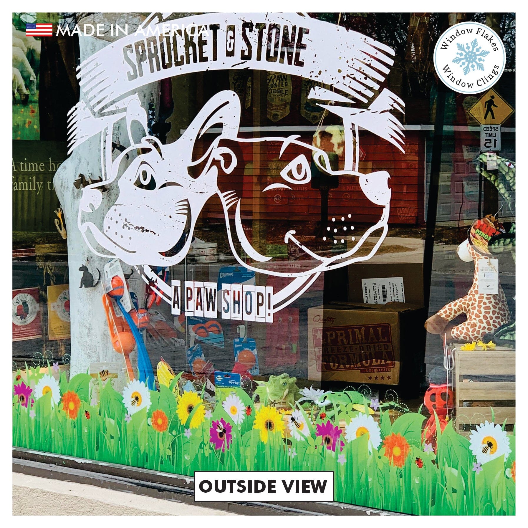 Grass/Flower Window Cling Border | Garden Window Art – Window Flakes