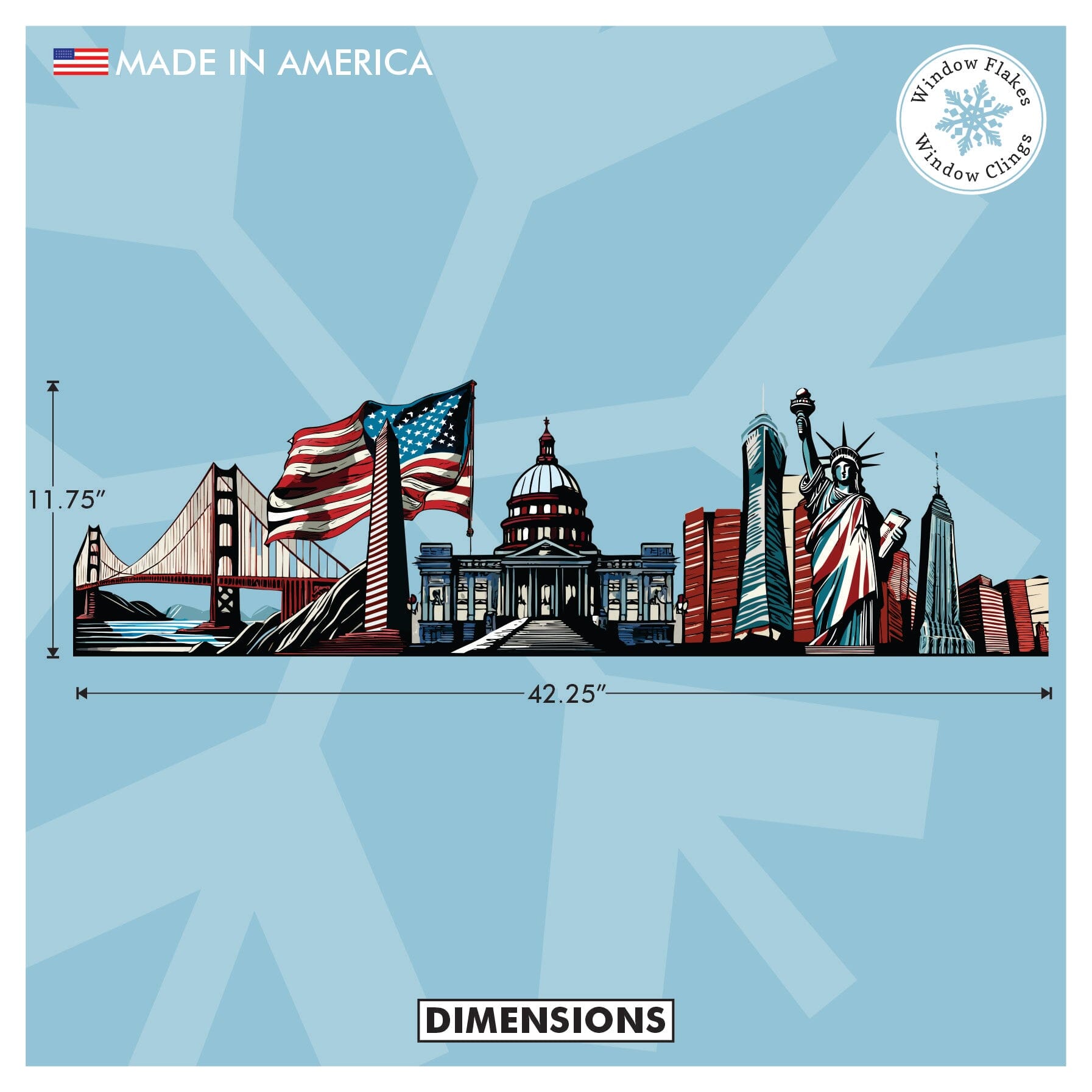 July 4th Border for Windows | USA Landmark Decoration – Window Flakes