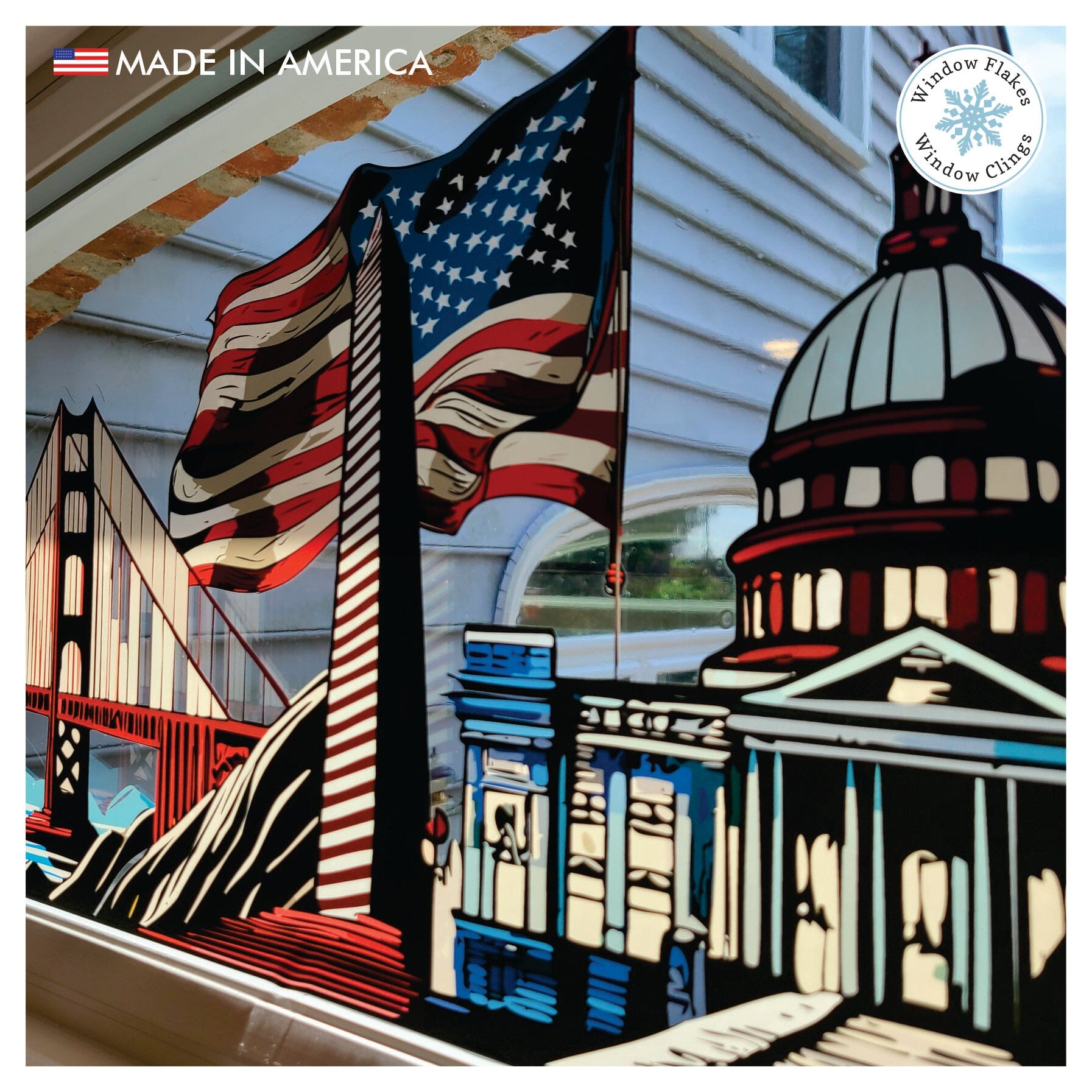 July 4th Border for Windows | USA Landmark Decoration – Window Flakes