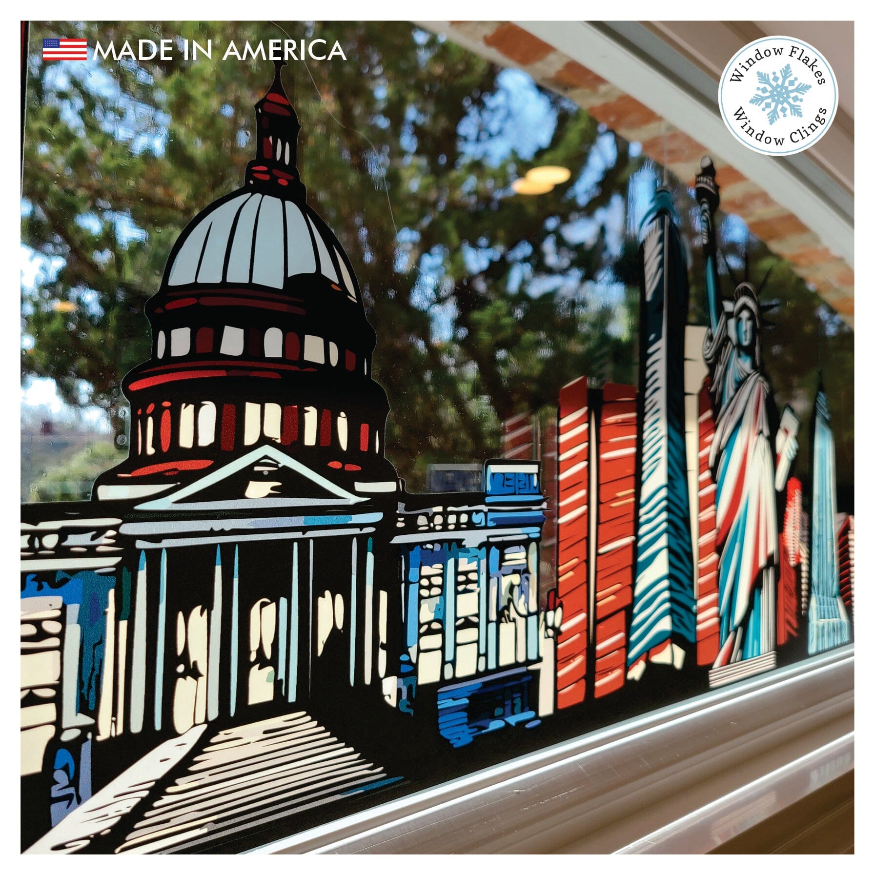 July 4th Border for Windows | USA Landmark Decoration – Window Flakes