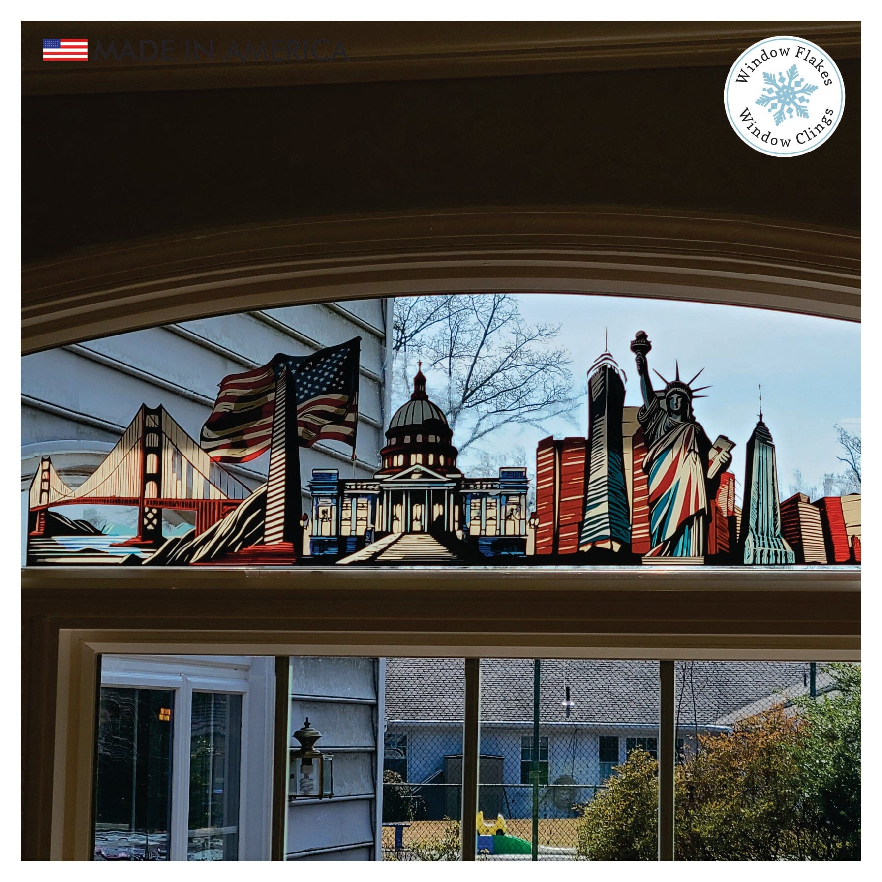 July 4th Border for Windows | USA Landmark Decoration – Window Flakes