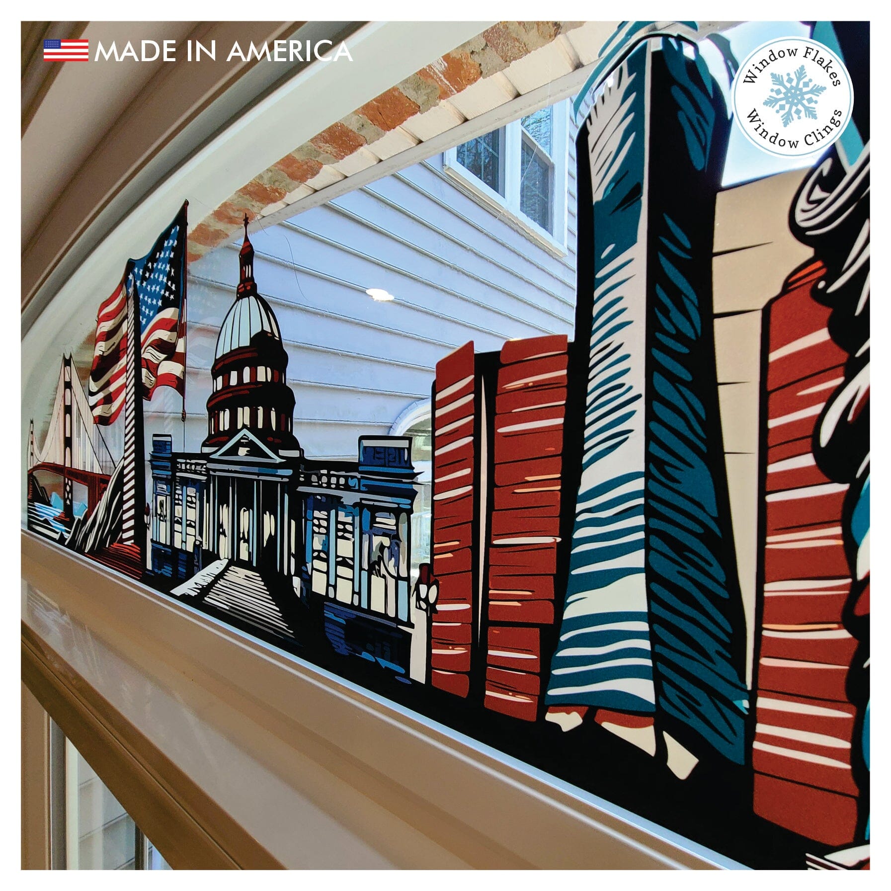 July 4th Border for Windows | USA Landmark Decoration – Window Flakes