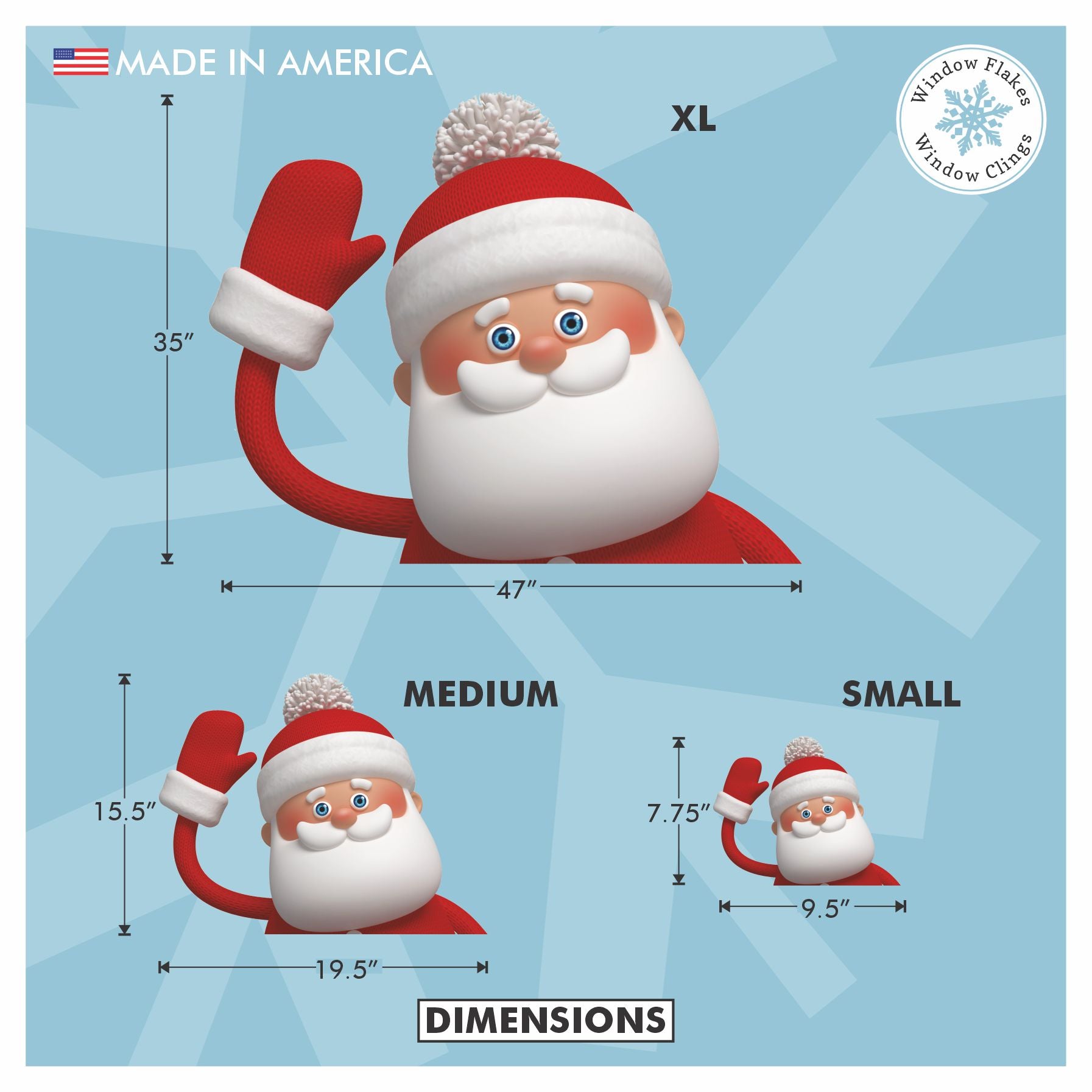 Santa Claus Window Sticker | Santa Waving in Window Decal – Window Flakes