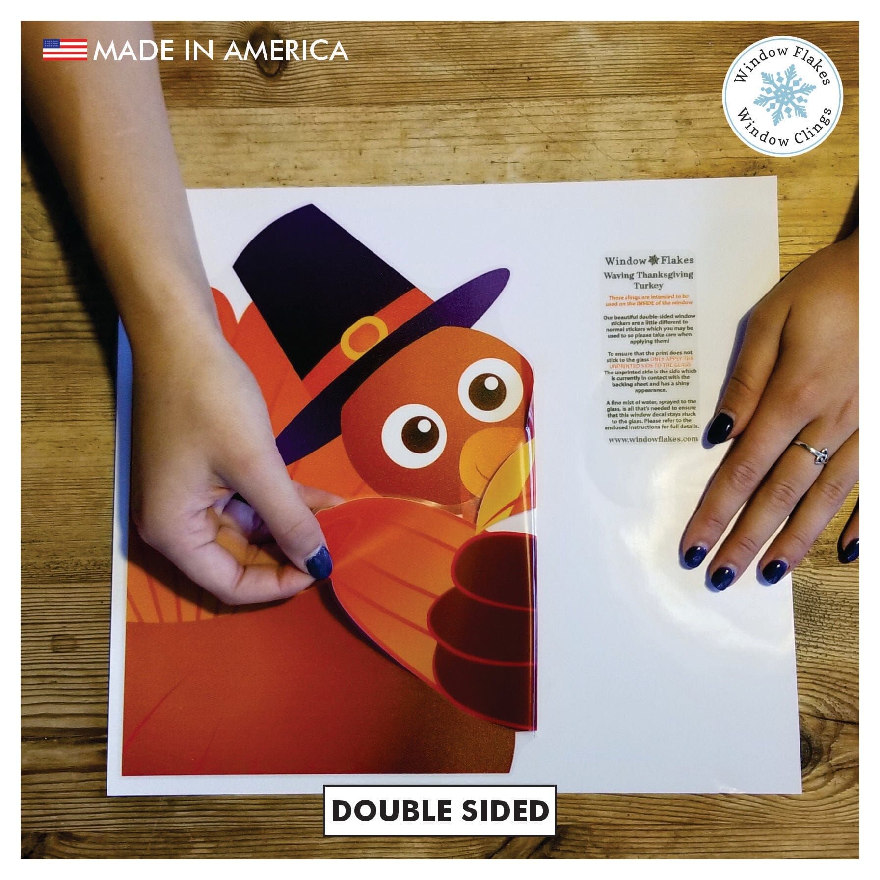 Turkey Waving Window Cling Decal | Turkey Window Sticker – Window Flakes