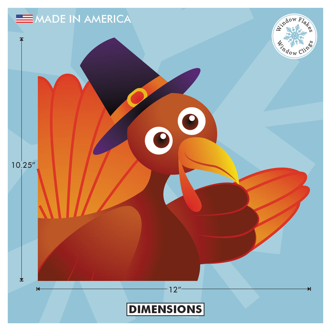 Turkey Waving Window Cling Decal | Turkey Window Sticker – Window Flakes