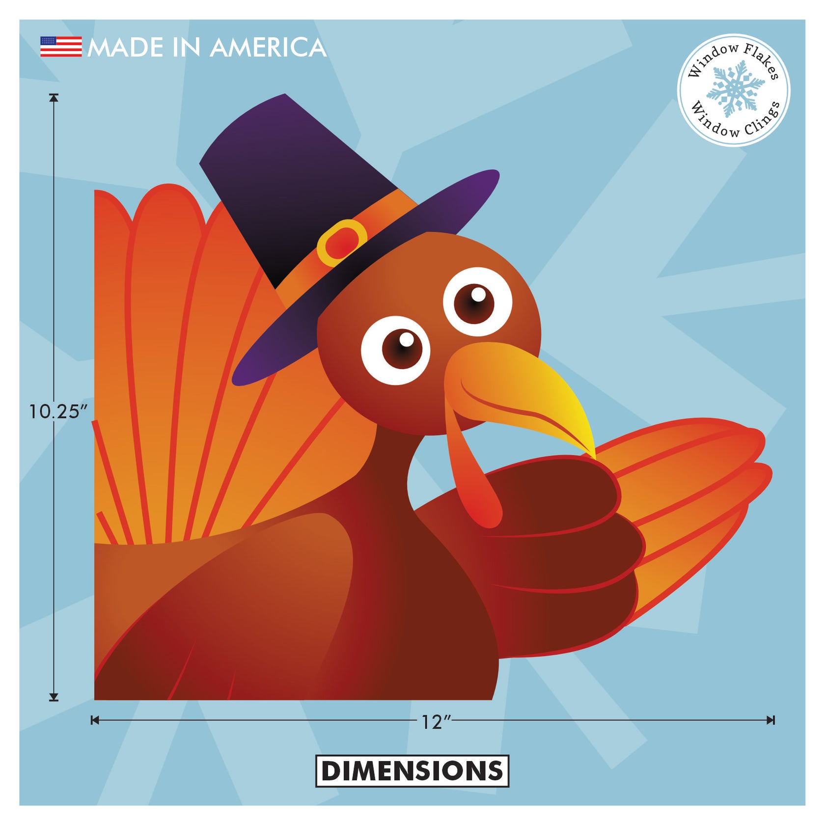 Turkey Waving Window Cling Decal | Turkey Window Sticker – Window Flakes