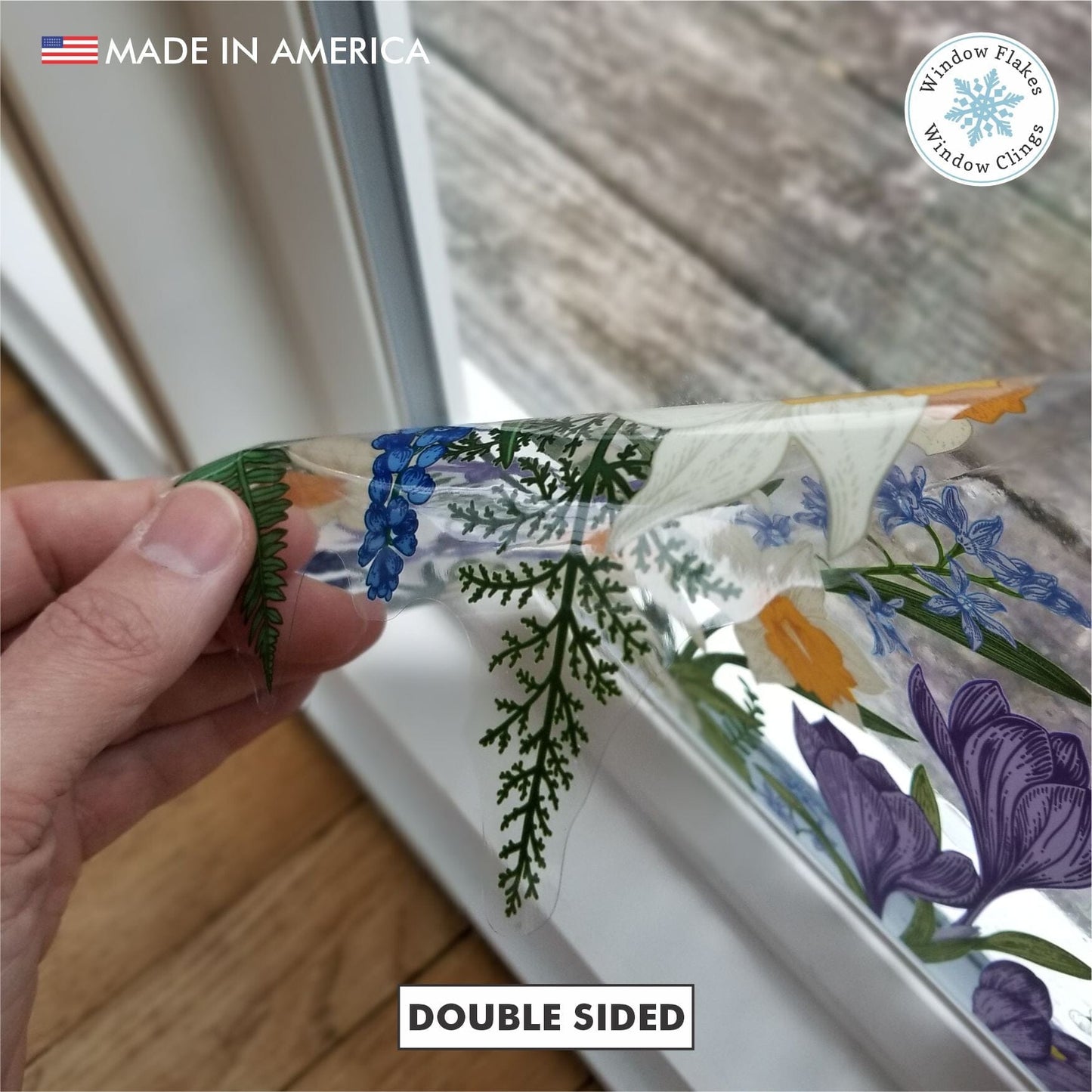 Spring Botanical Flower Window Cling, Anti-Collision Bird Strike Border ...