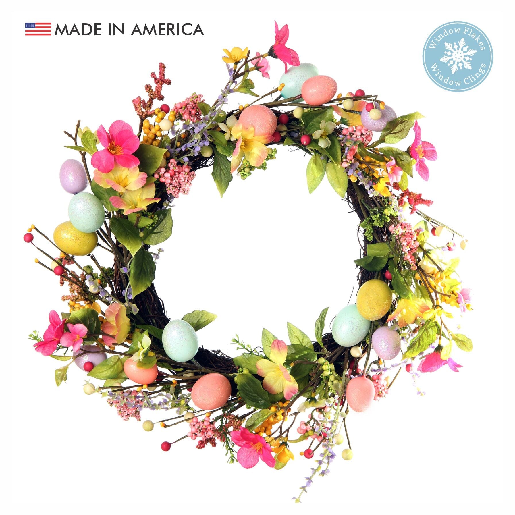 Easter Decoration Window Cling Eggs Flowers Wreath Display Spring Door ...