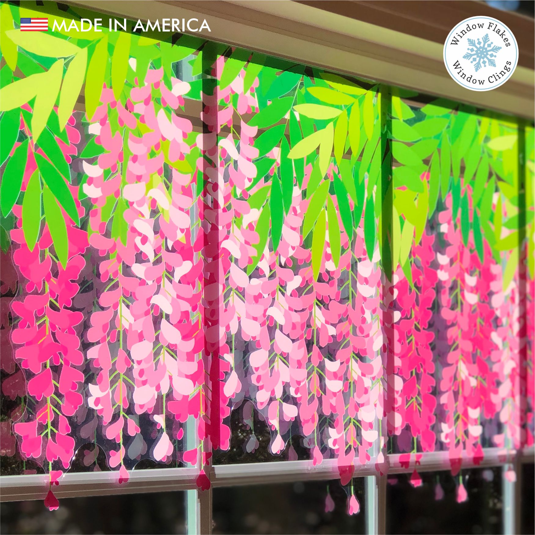 Wisteria Window Cling Border - Double-Sided Floral Decal | Window Flakes