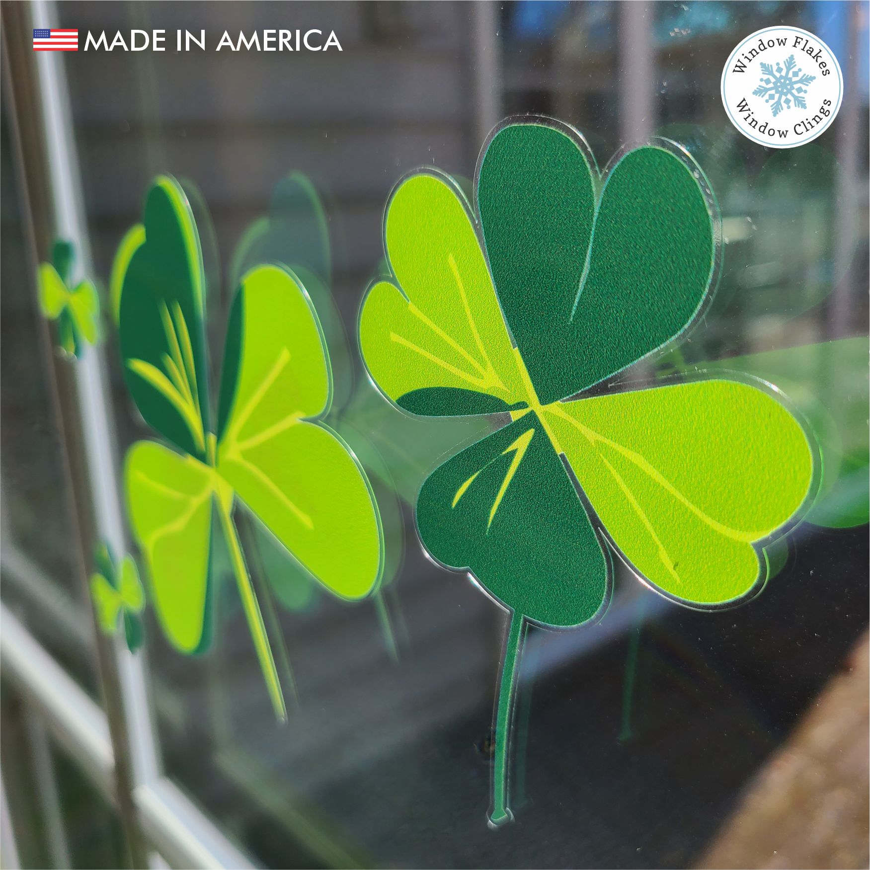 Window Flakes St. Patrick's Day Shamrock Decal Set | 20 or 40 Piece