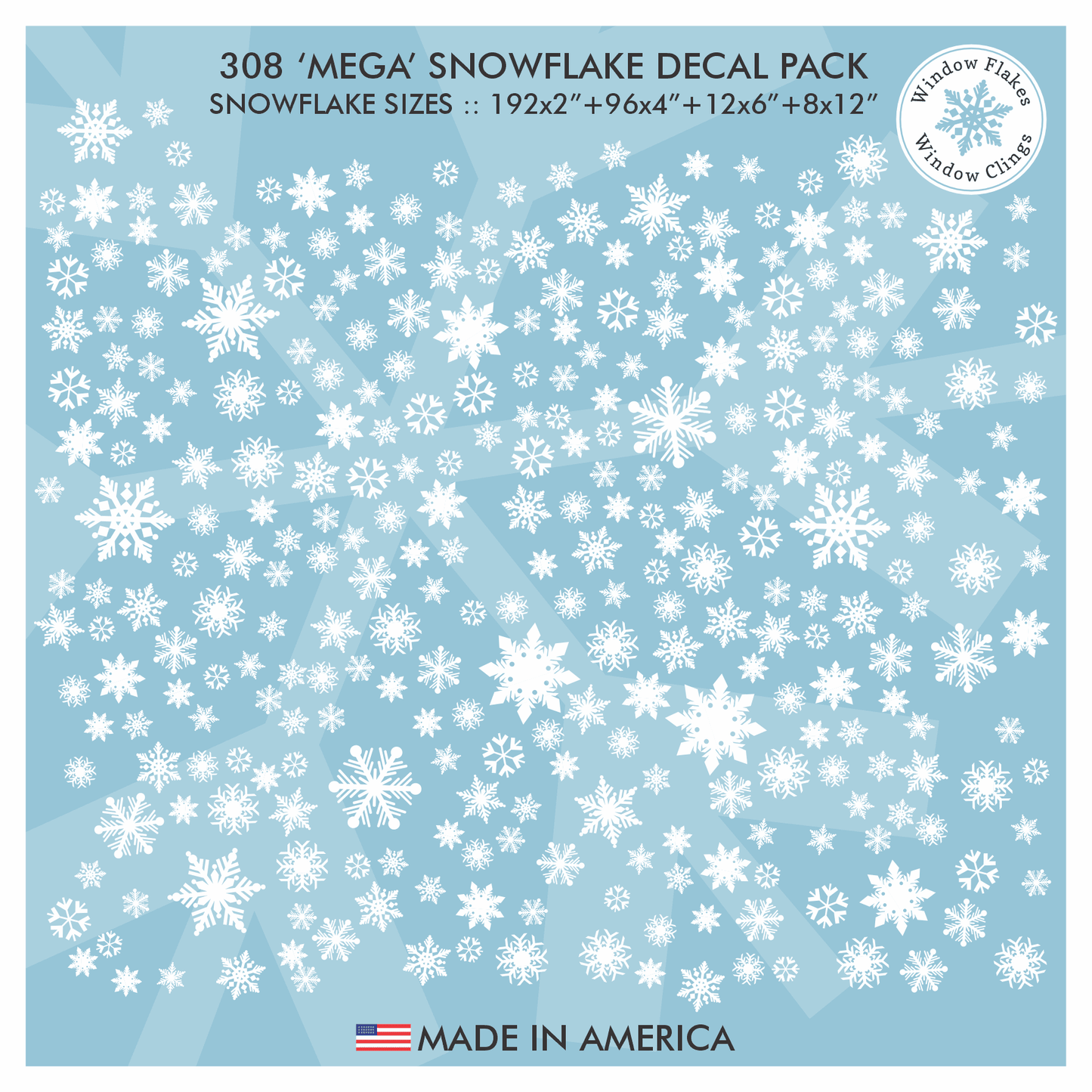 308 Pack of Snowflake Clings for Window Displays – Window Flakes