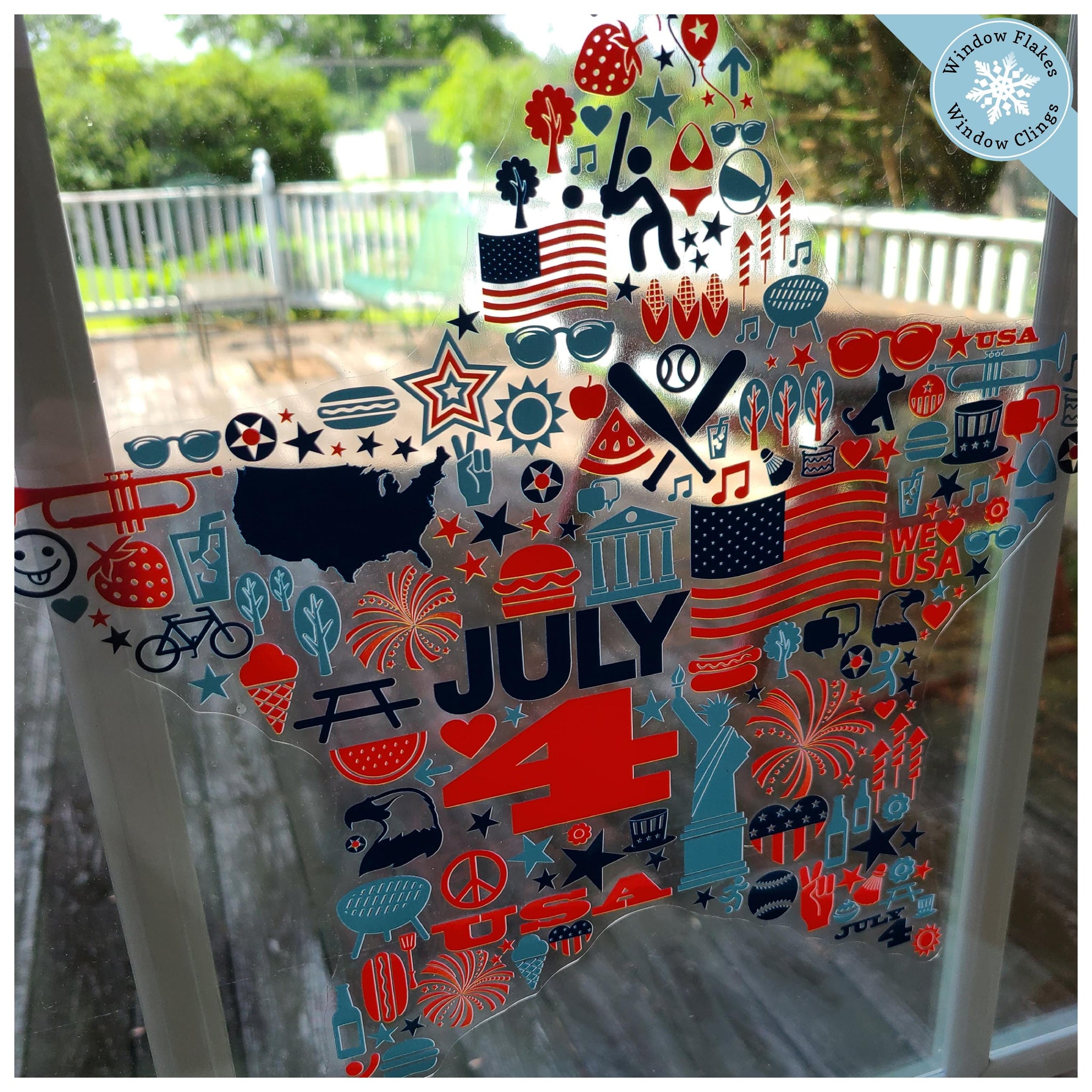 4th of July Star Window Cling Independence Day Decoration – Window Flakes