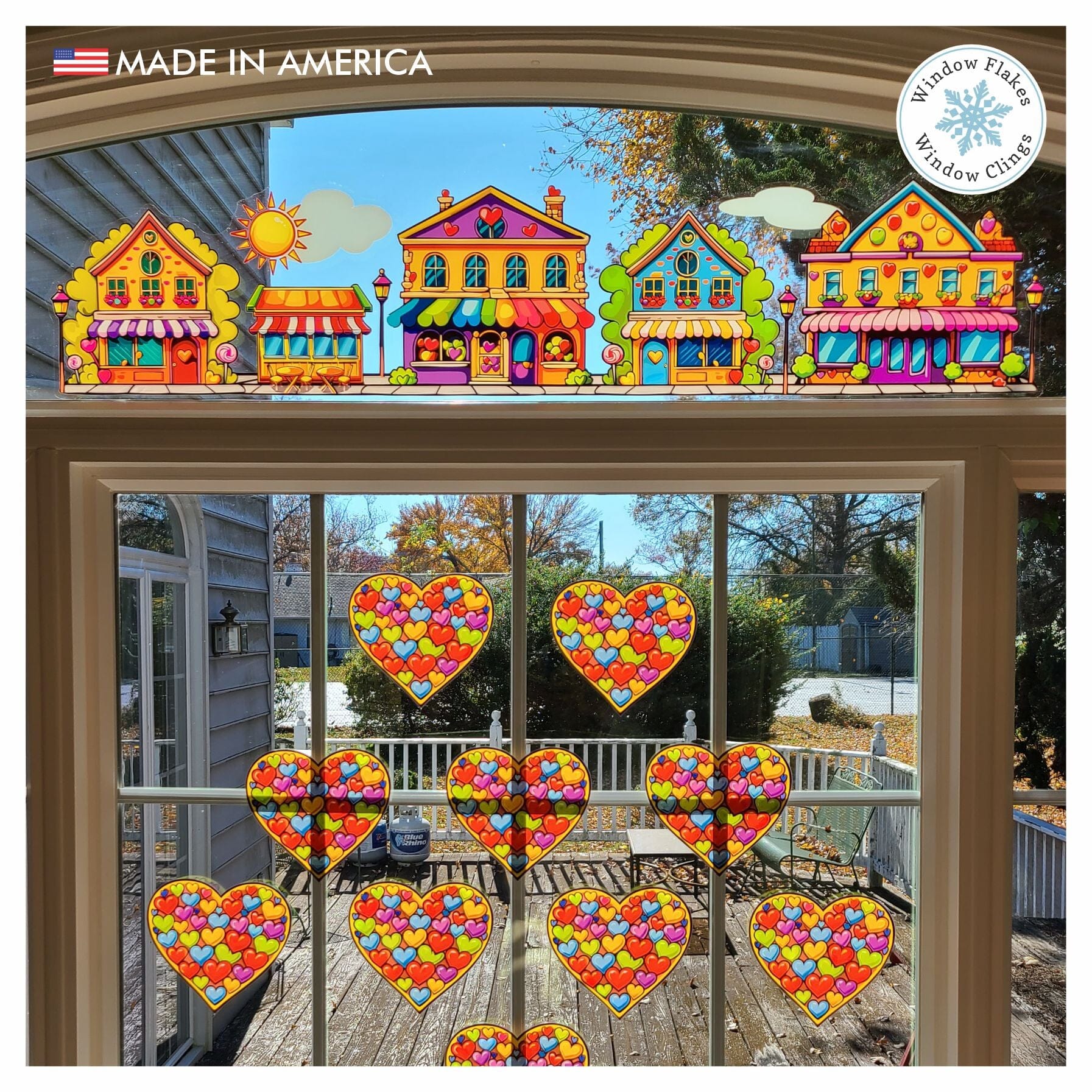 46" Valentine Candyland Street Scene Window Sticker Cling Border Decal ...