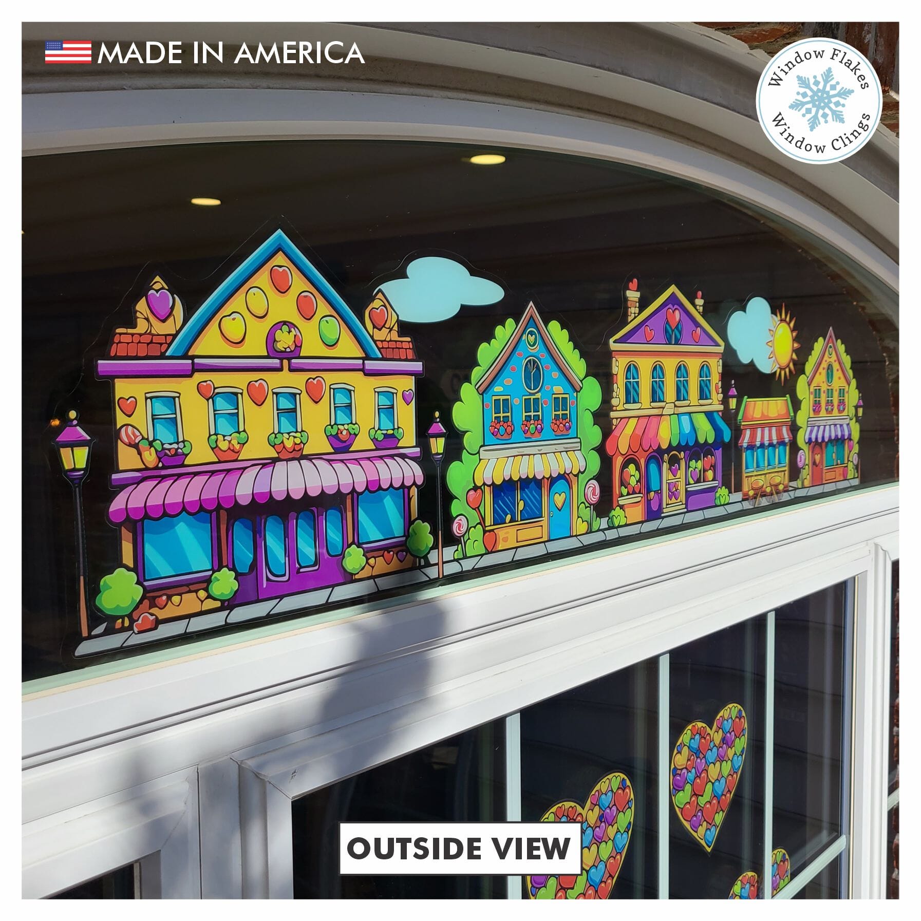 46" Valentine Candyland Street Scene Window Sticker Cling Border Decal ...