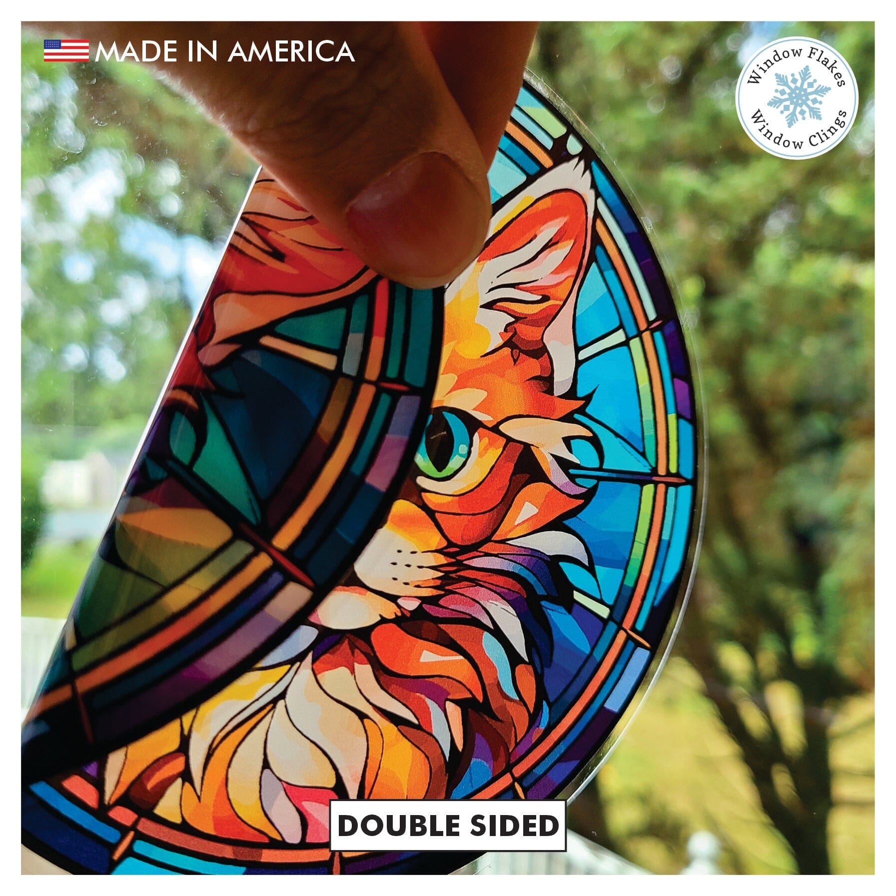 Stained Glass Cat Suncatcher Window Clings (Set of 3) – Window Flakes
