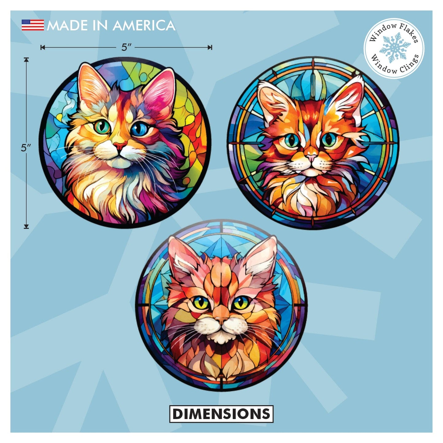 Stained Glass Cat Suncatcher Window Clings (Set of 3) – Window Flakes