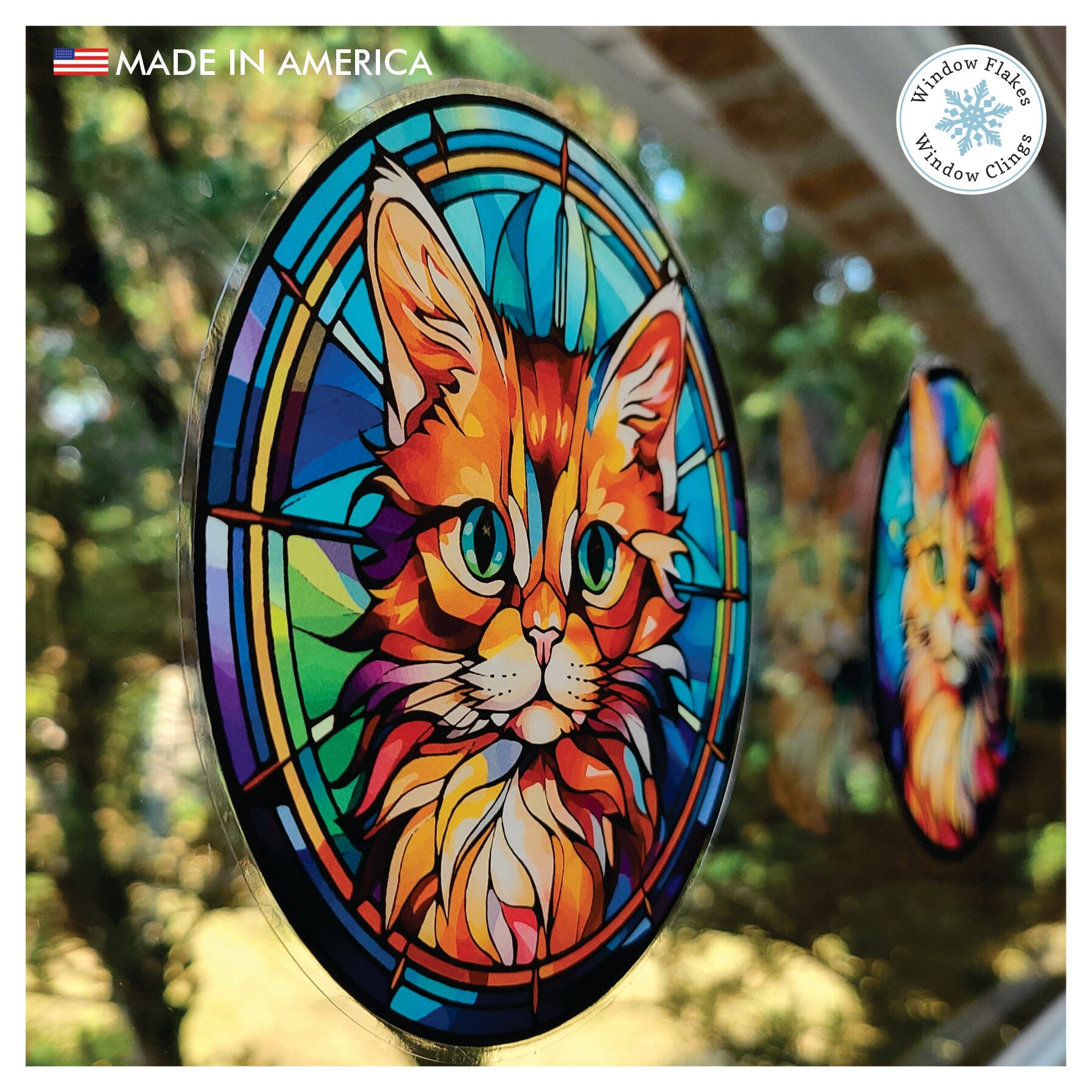 Stained Glass Cat Suncatcher Window Clings (Set of 3) – Window Flakes