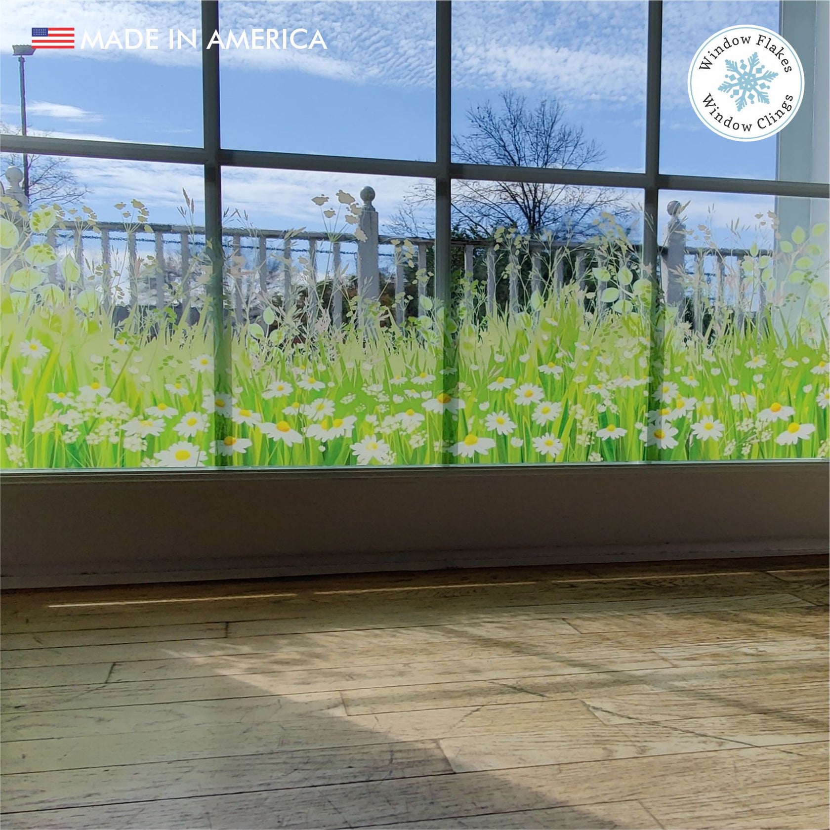 Daisy Meadow Window Cling Border | Double-Sided Spring Decor – Window ...