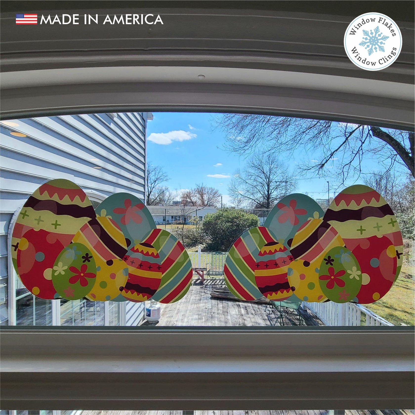 Easter Egg Window Cling Corners | Set of 2 Double-Sided Spring Decals ...