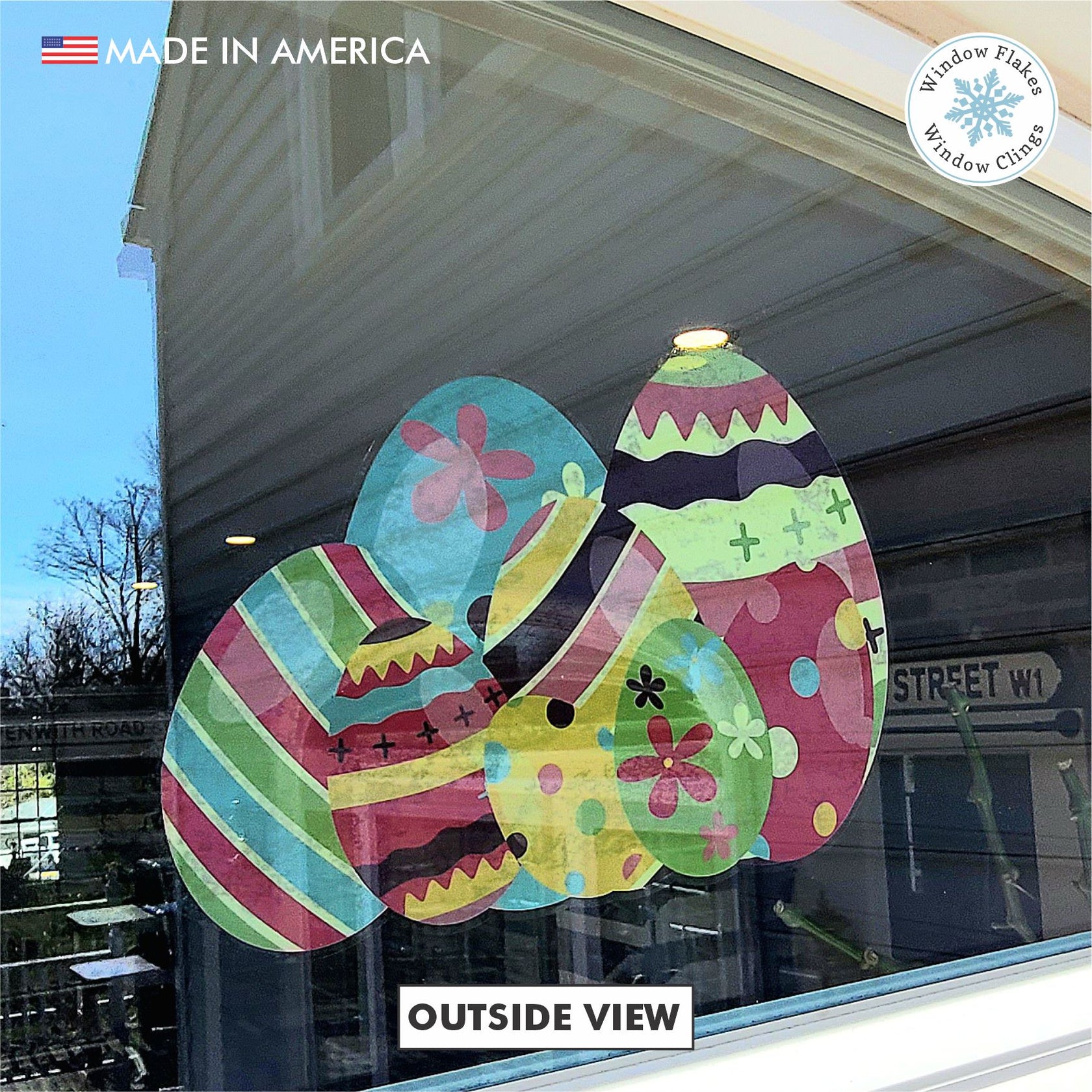Easter Egg Window Cling Corners | Set of 2 Double-Sided Spring Decals ...