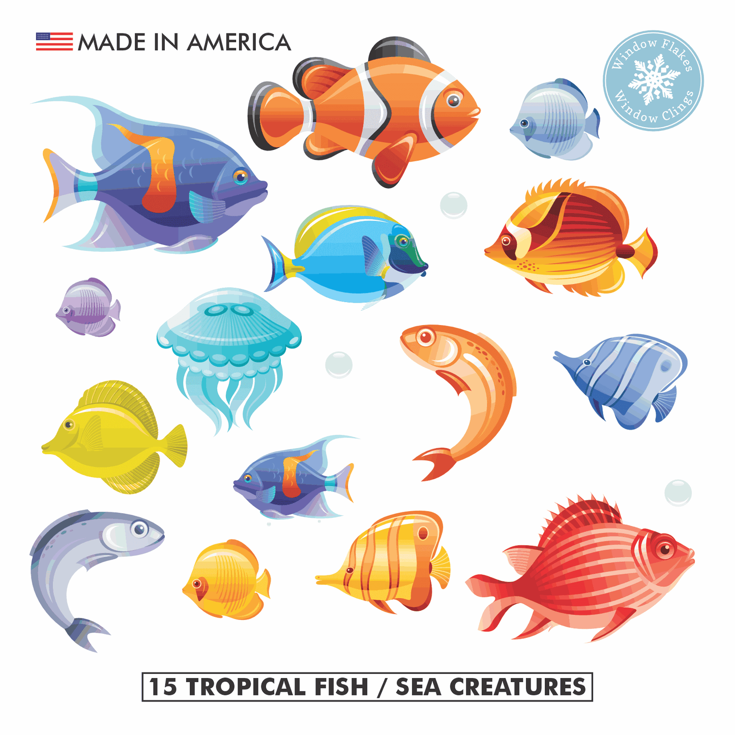 Tropical Fish Window Clings | Fish Window Decals/Stickers – Window Flakes
