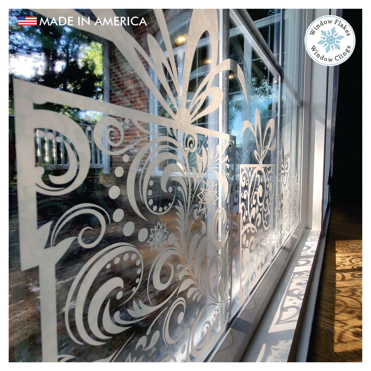 Gift Window Border Decal - Hanging Gift Window Stickers – Window Flakes