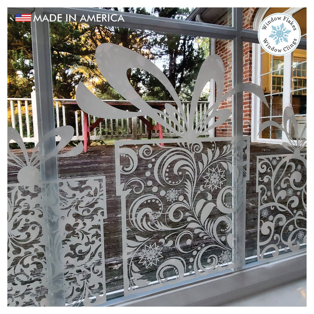 Gift Window Border Decal - Hanging Gift Window Stickers – Window Flakes