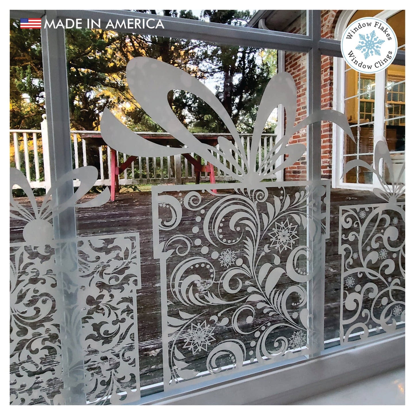 Gift Window Border Decal - Hanging Gift Window Stickers – Window Flakes