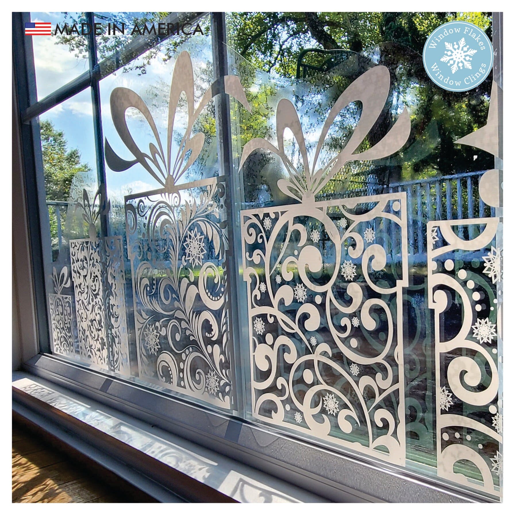 Gift Window Border Decal - Hanging Gift Window Stickers – Window Flakes