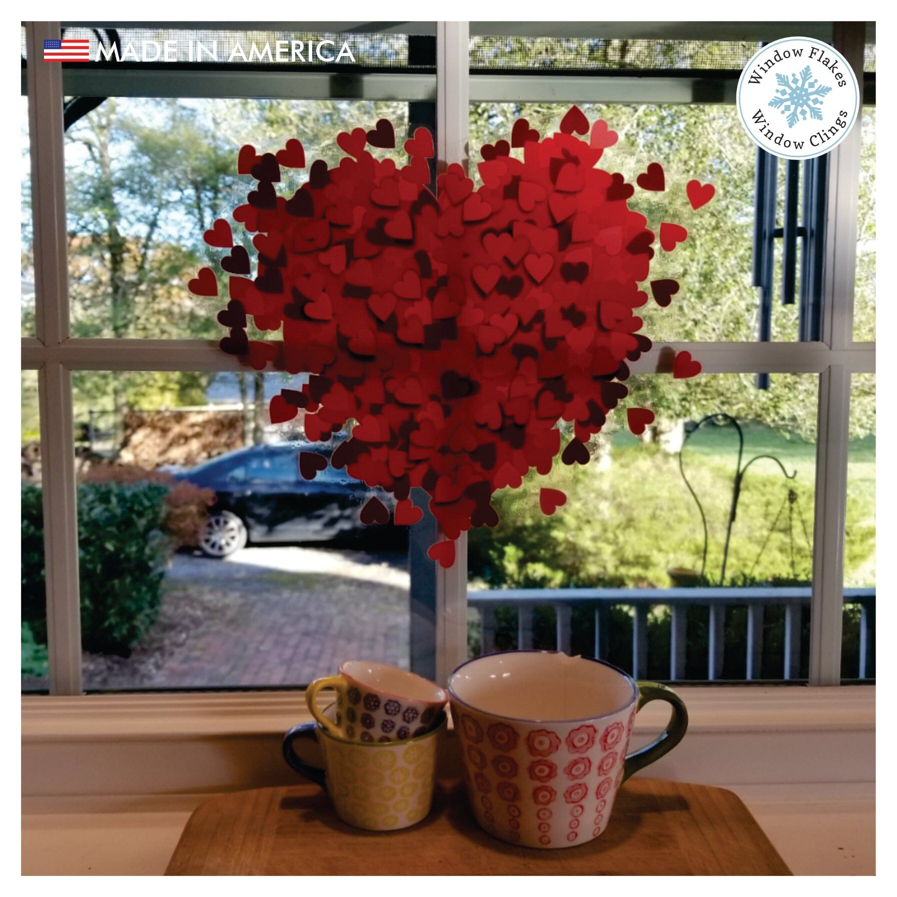 Heart of Hearts Valentines, Wedding, Bridal Window Cling Window Flakes