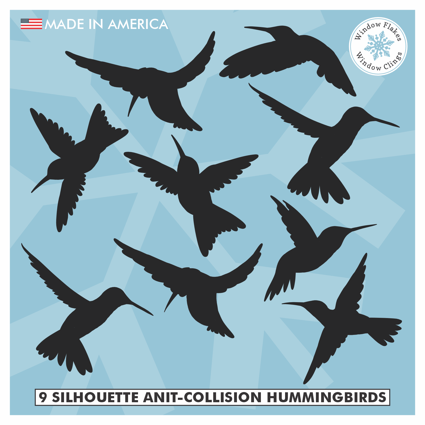 Black Hummingbirds Anti-Collision Decal Window Clings – Window Flakes